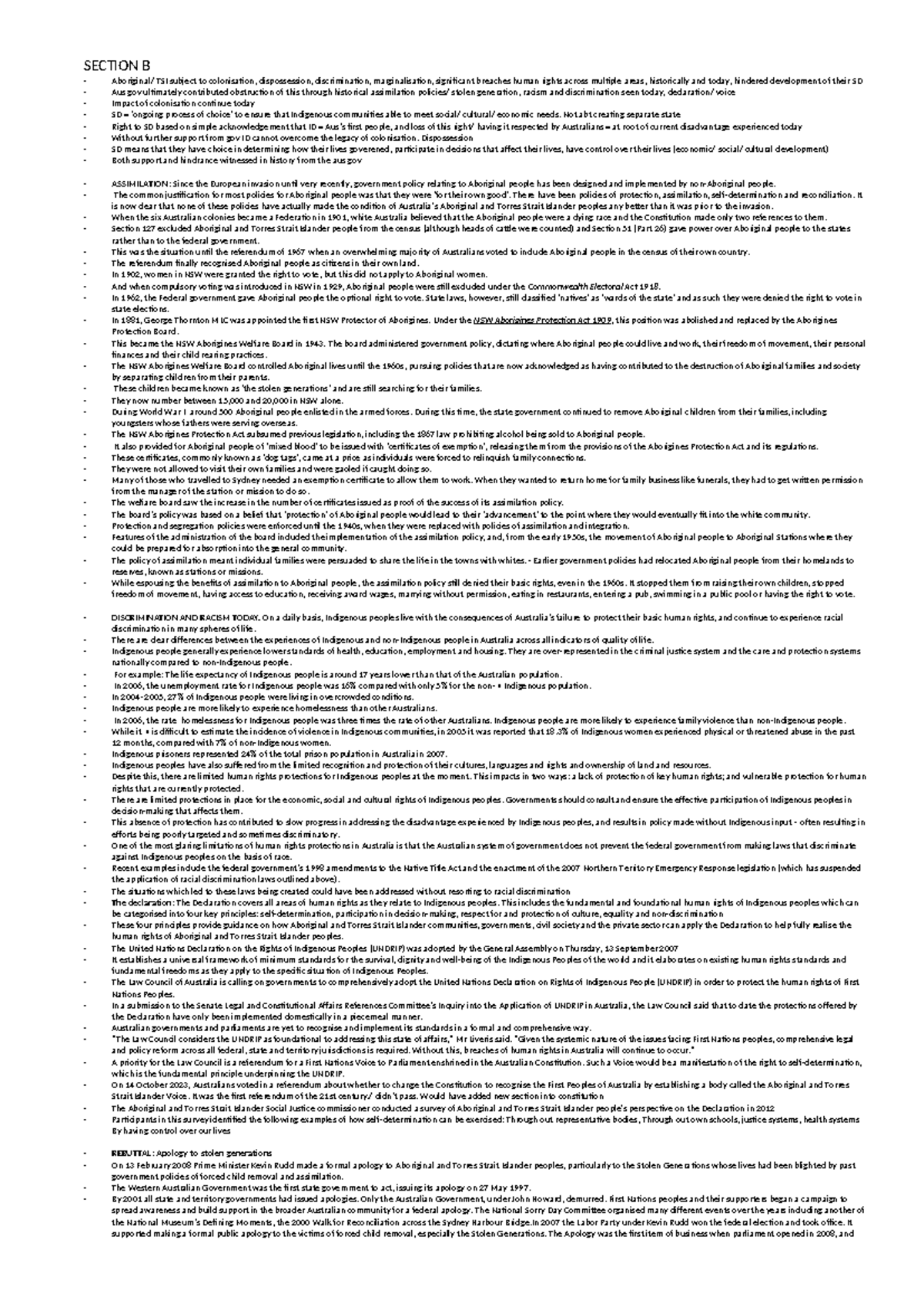 POLI 1010 Final Exam Notes: Indigenous Rights and History in Australia ...