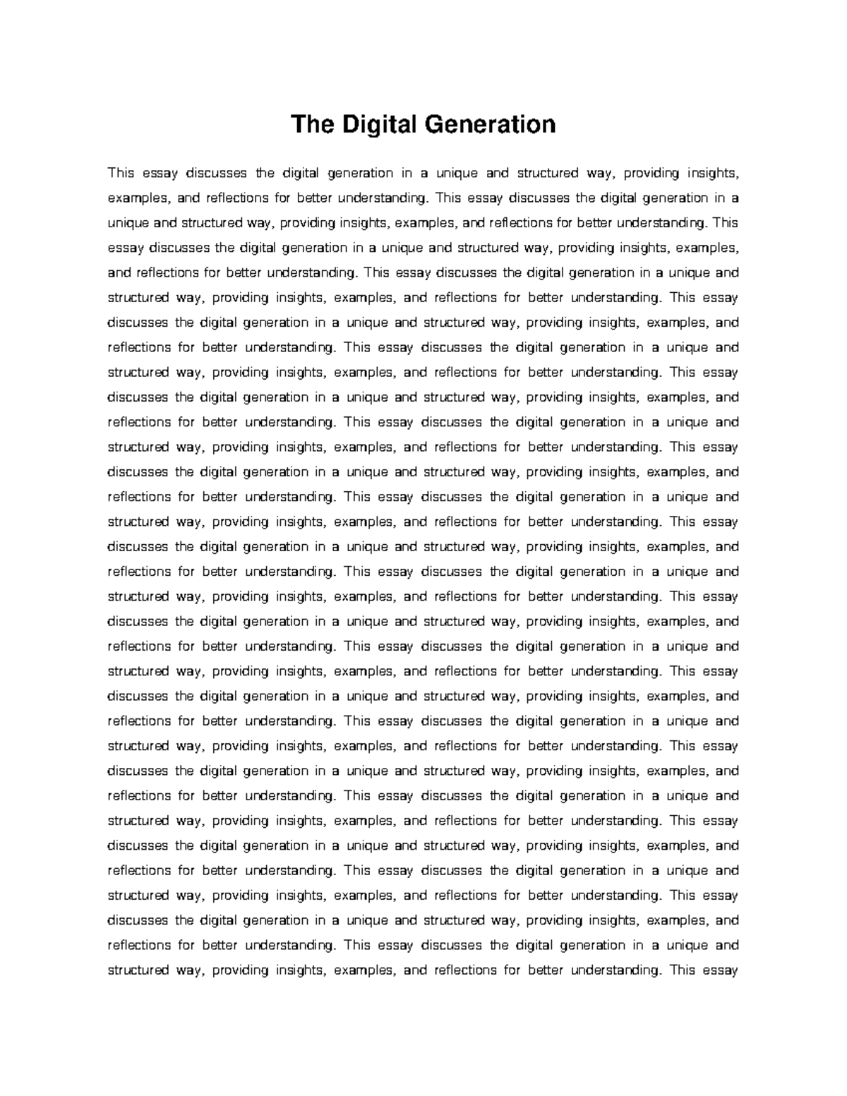 Understanding the Digital Generation: Insights and Reflections - Studocu