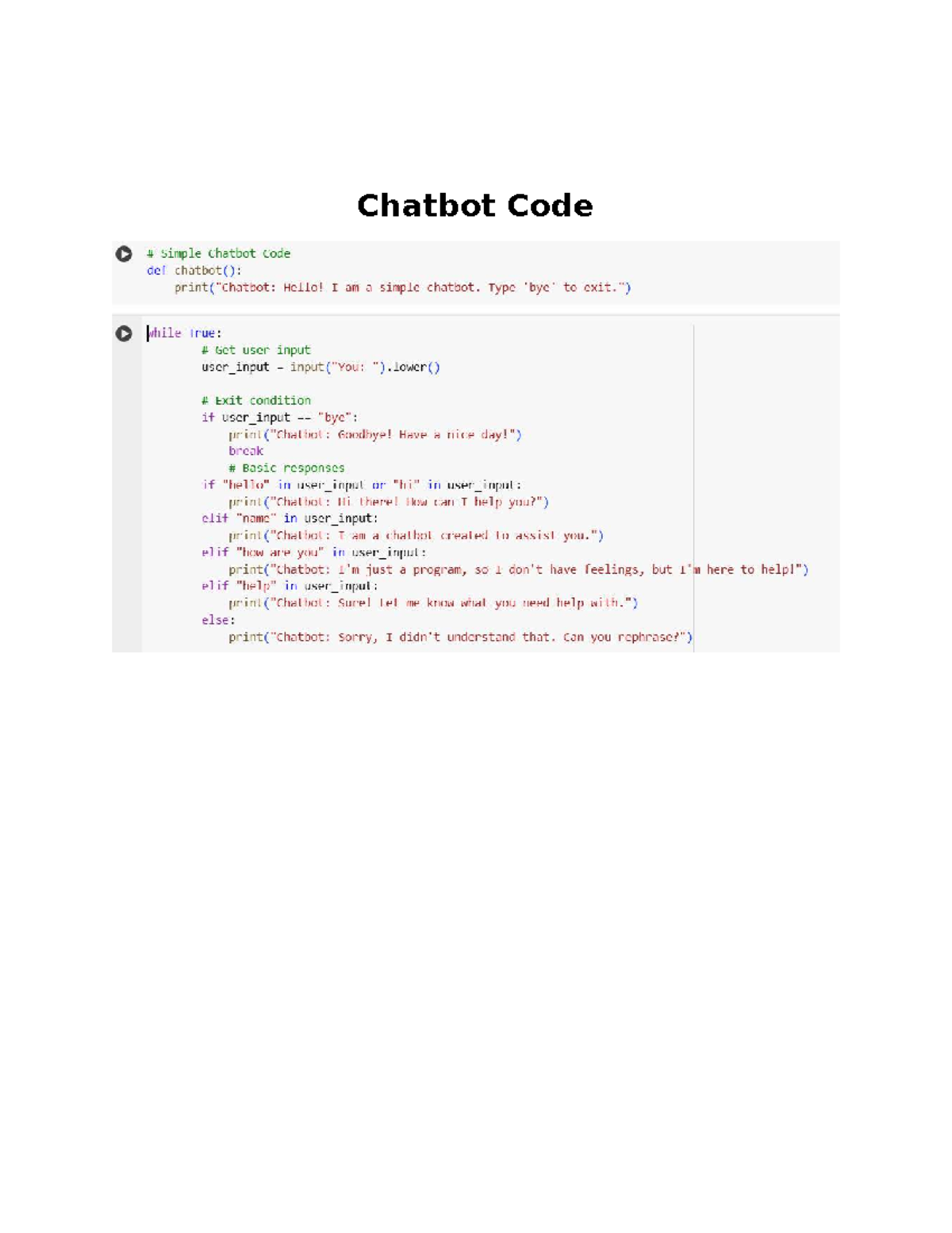 Chatbot Development Code (CS101) - Simple Implementation Guide - Studocu