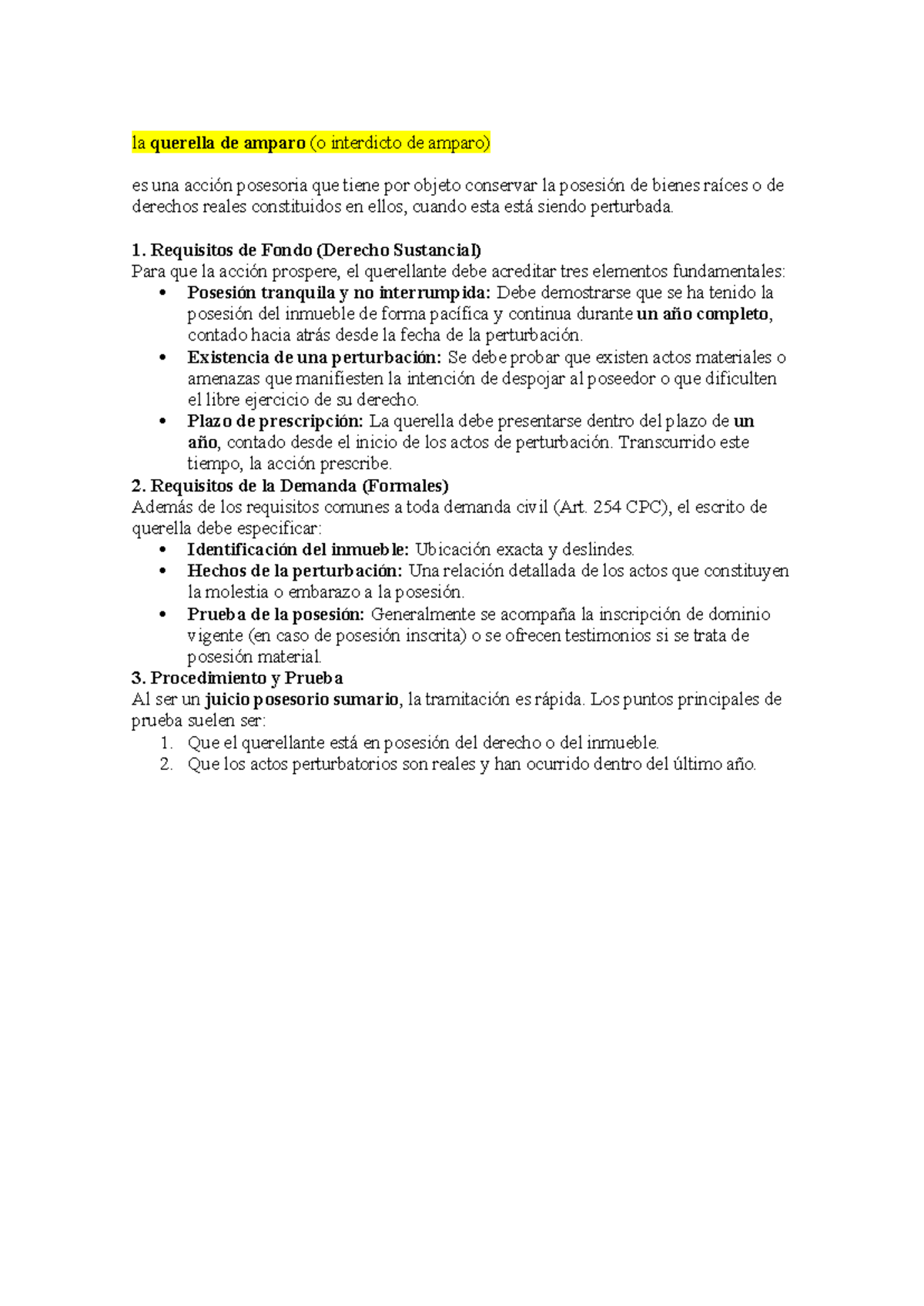 La Querella de Amparo: Requisitos y Procedimientos - Clase 1 Procesal V ...