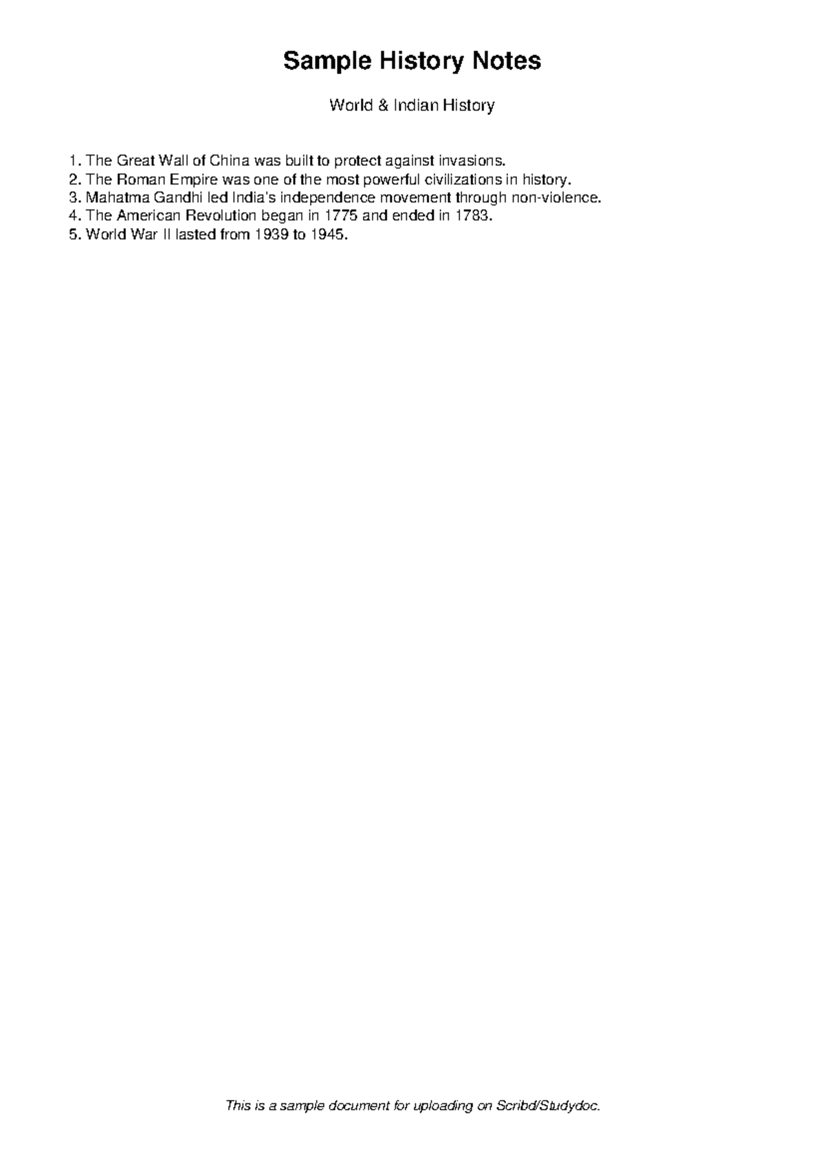 Sample history notes - Marketing management lecture notes by Kireeti ...