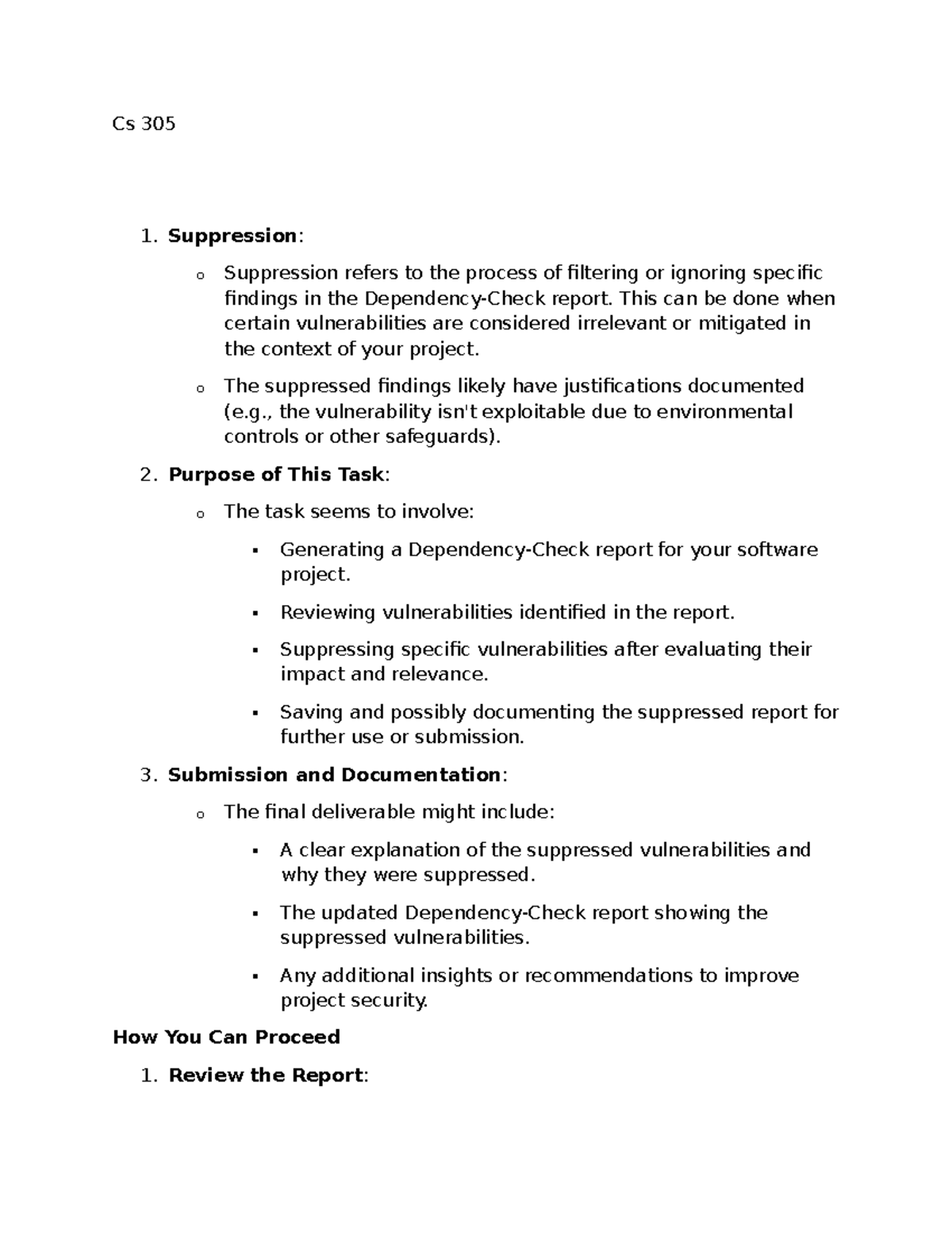 CS 305 Week 6 Assignment: Managing Dependency-Check Reports - Studocu