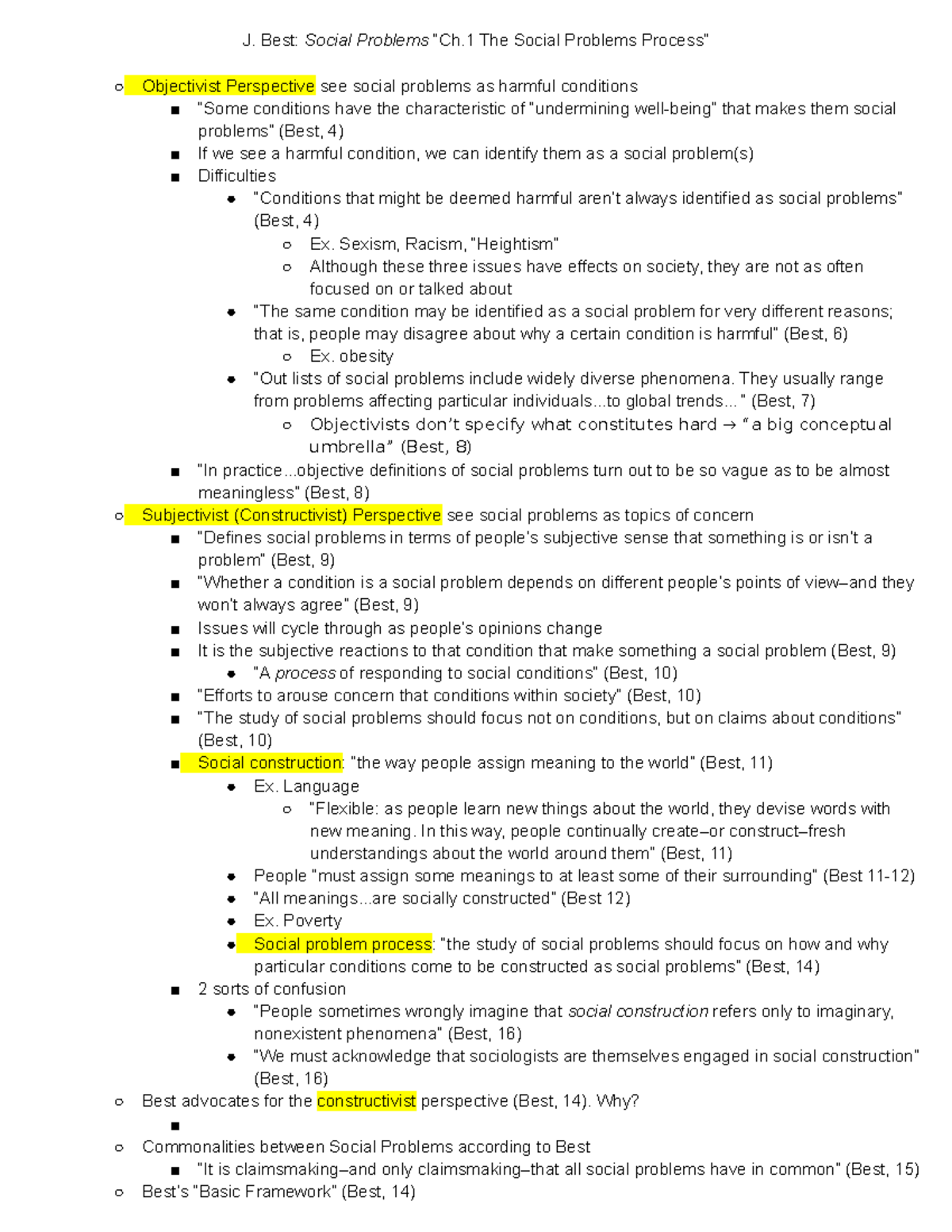 Best Social Problems Chapter 1: The Social Problems Process Notes - Studocu