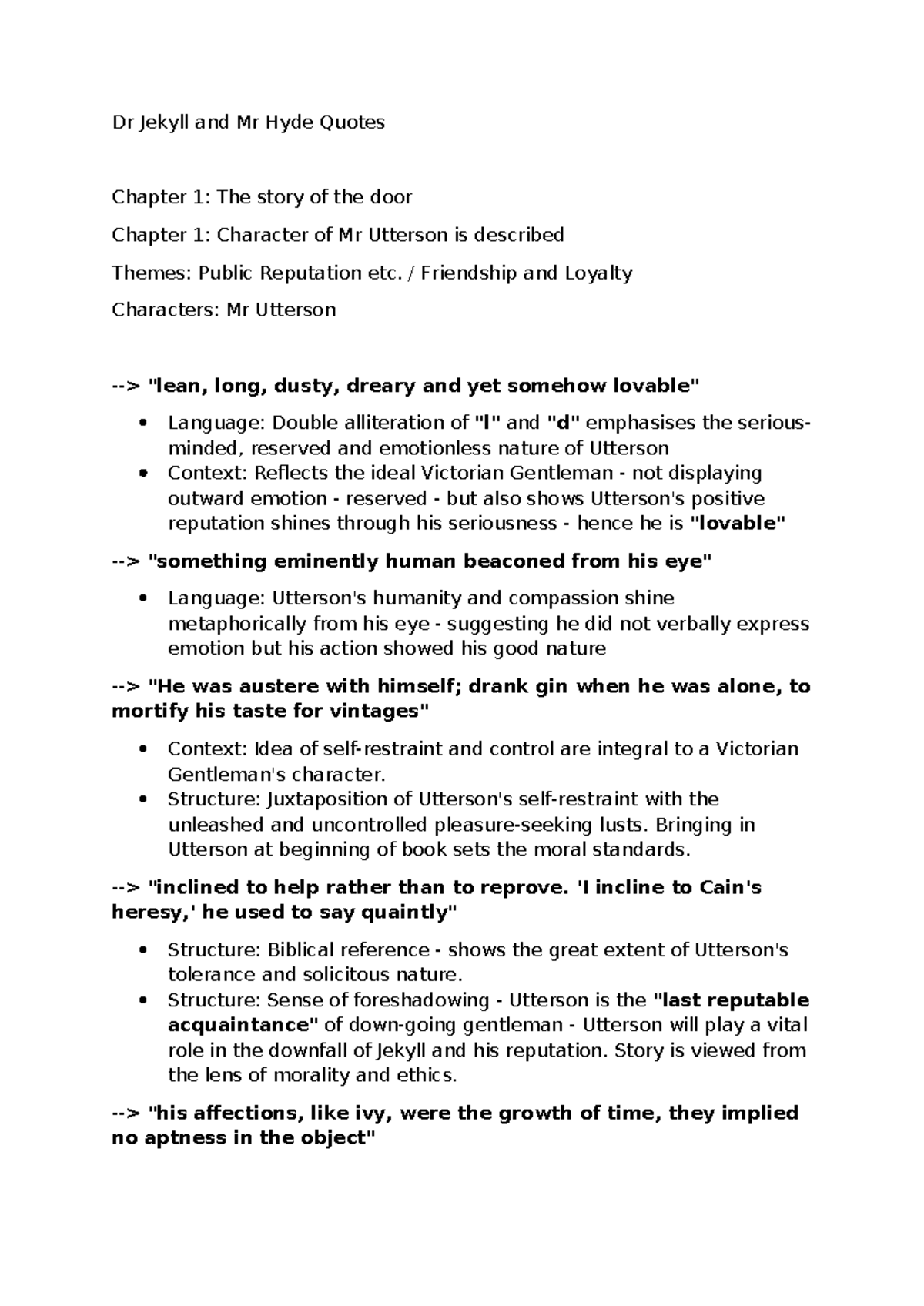 JH Quotation Bank: Analysis of Key Themes and Characters in Dr. Jekyll ...