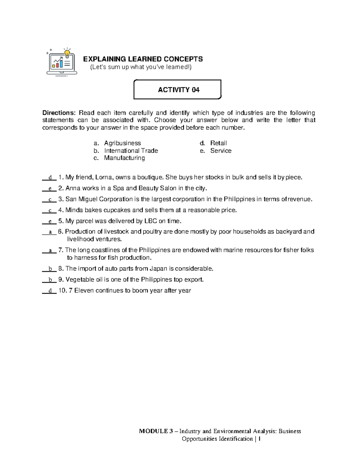 Module 3 - Part 2 - Applied Economics - MODULE 3 – Industry and ...