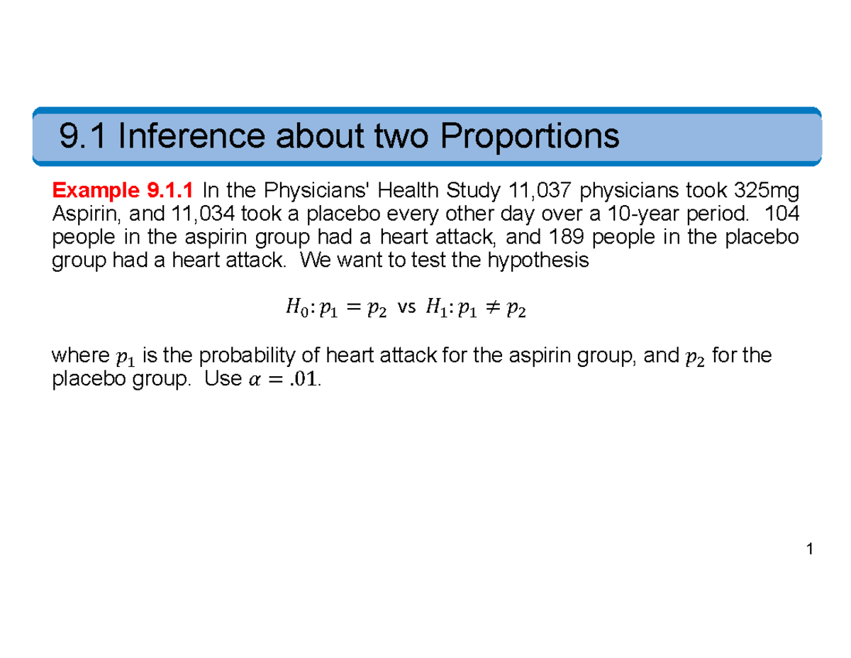 STATS 2B03 - Inference on Two Proportions: Health Study Analysis - Studocu