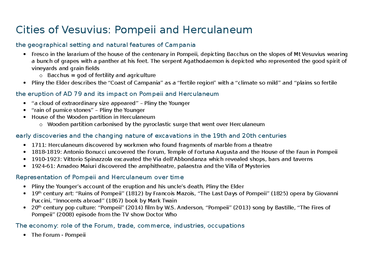 Cities of Vesuvius: Pompeii & Herculaneum Overview and Insights - Studocu