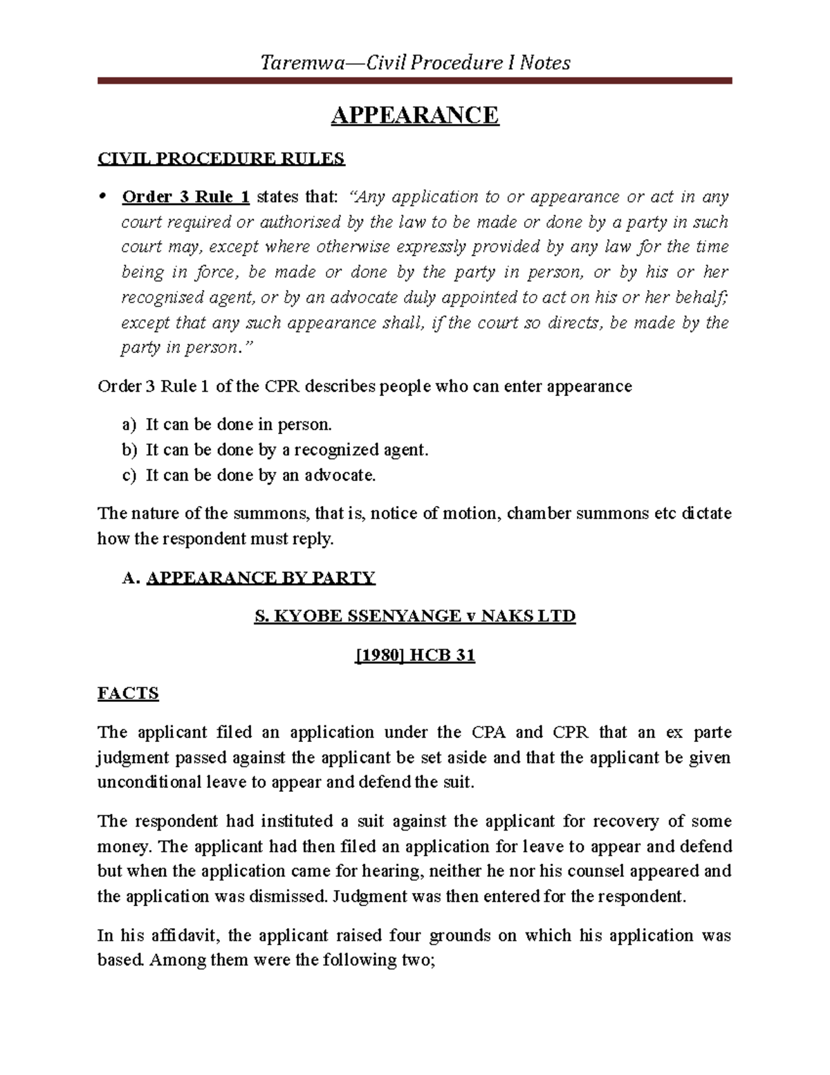 CIVIL PROCEDURE RULES: Understanding the Role of Appearance in Court ...