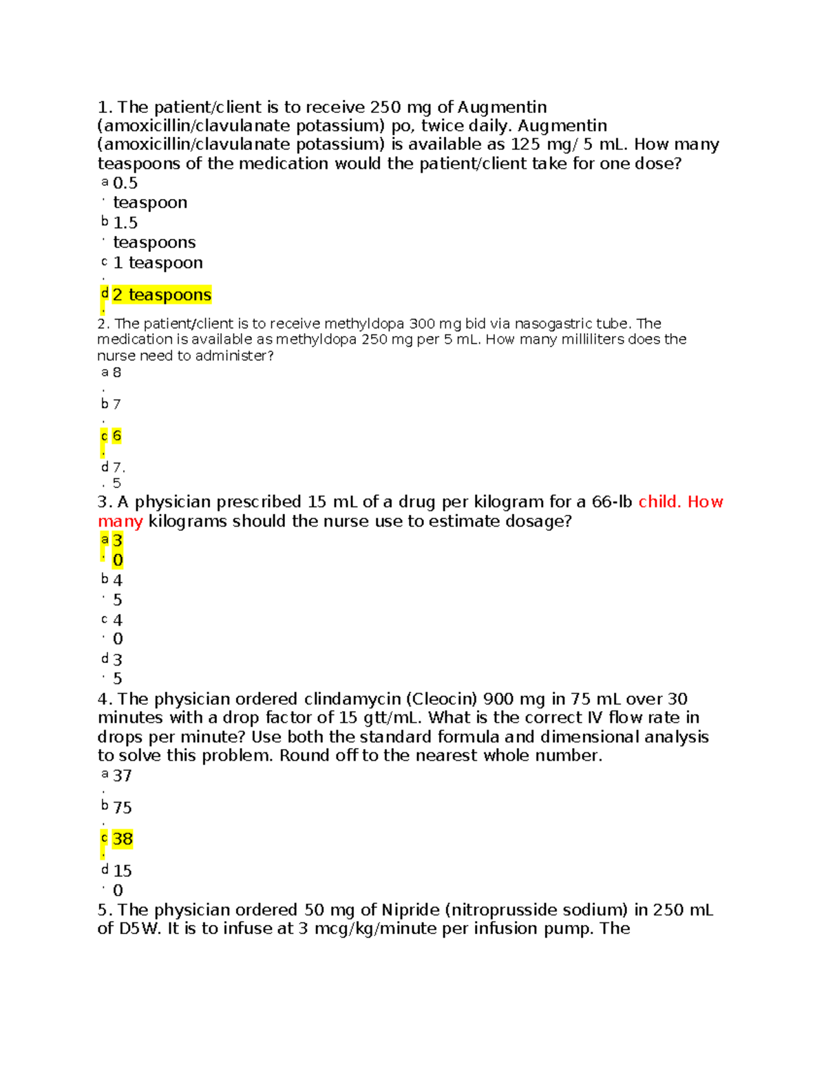 Dosage Calculation 2: Medication Administration & IV Flow Rates - Studocu