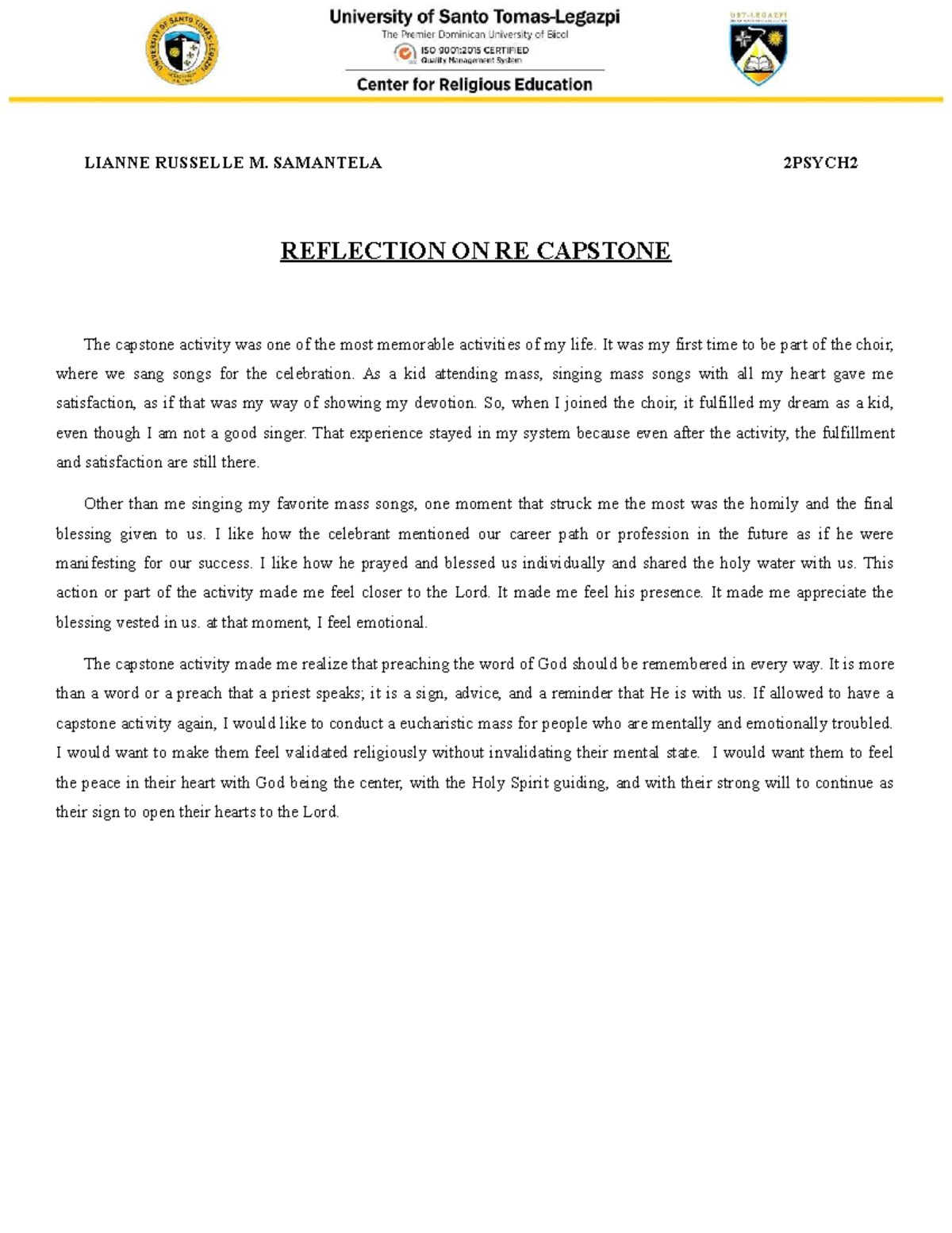 2PSYCH2 Ethics Capstone Reflection: A Personal Journey - Studocu
