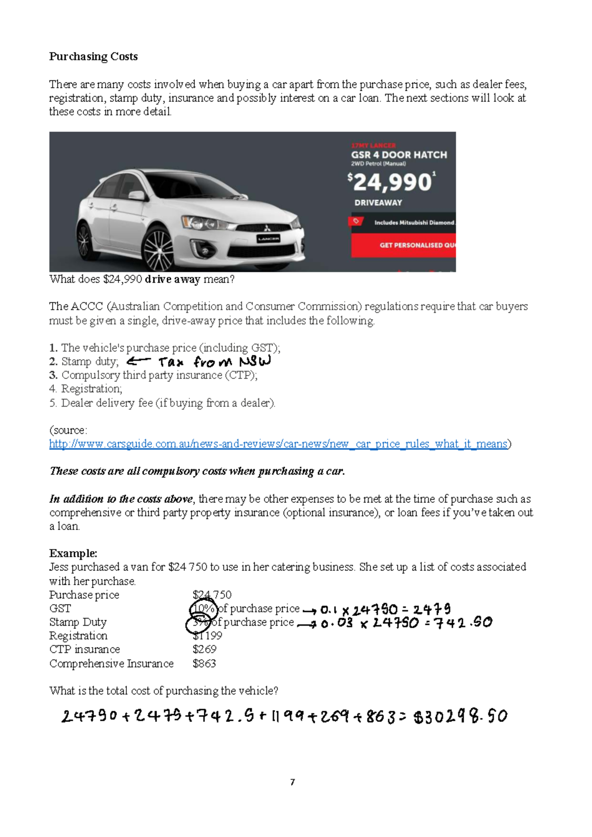 Purchasing Costs and Fees for Vehicle Ownership (2025) - Studocu