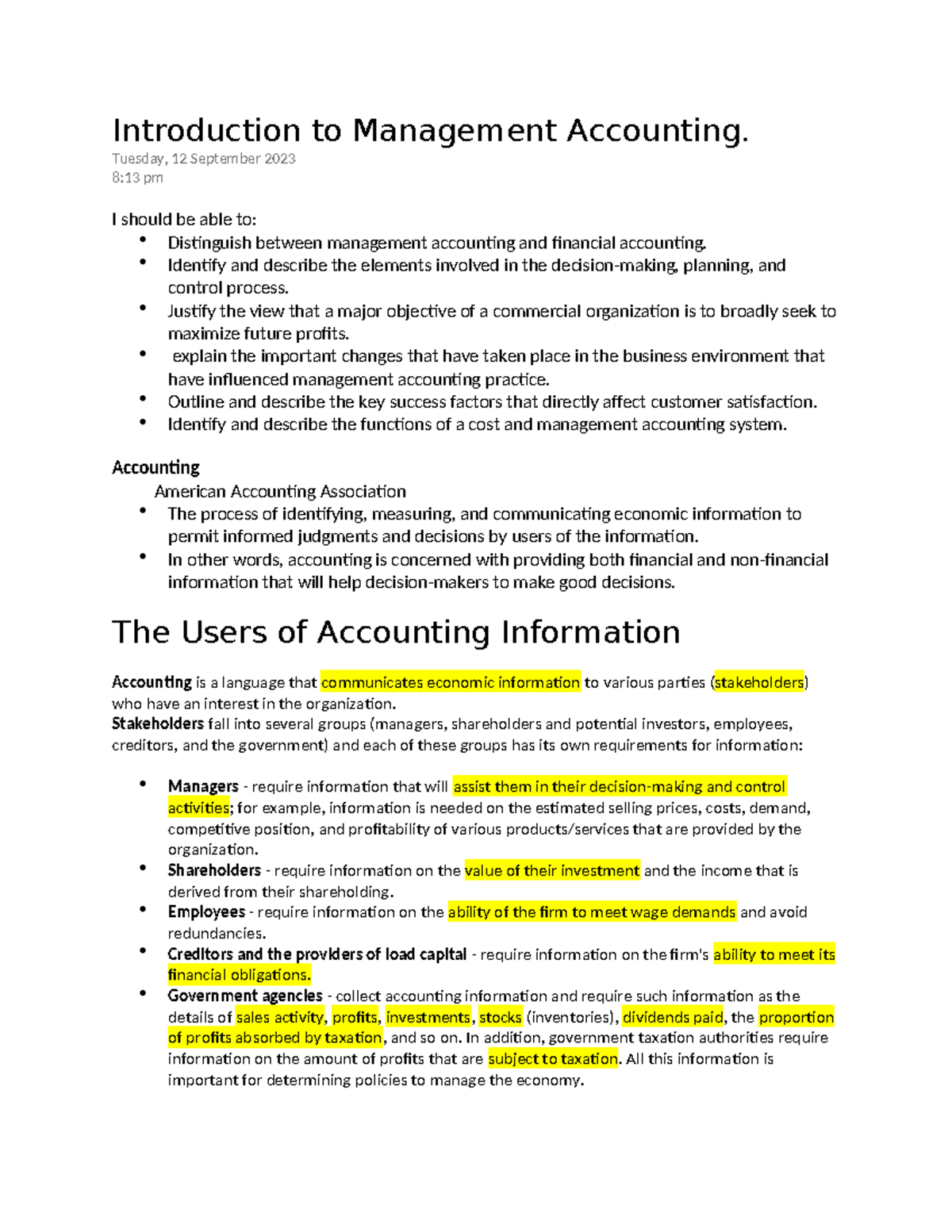 Acctg 2 - Chapter 1 Notes - Introduction to Management Accounting ...