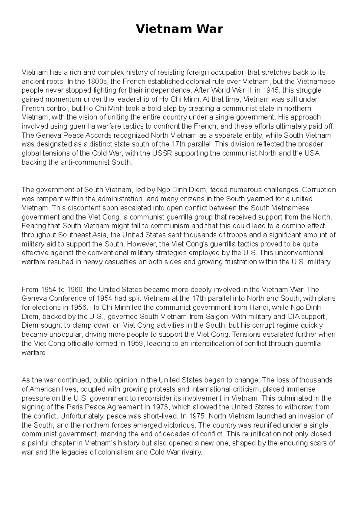 Vietnam War - USA Opposition And involvement Events from 1963-1973 ...