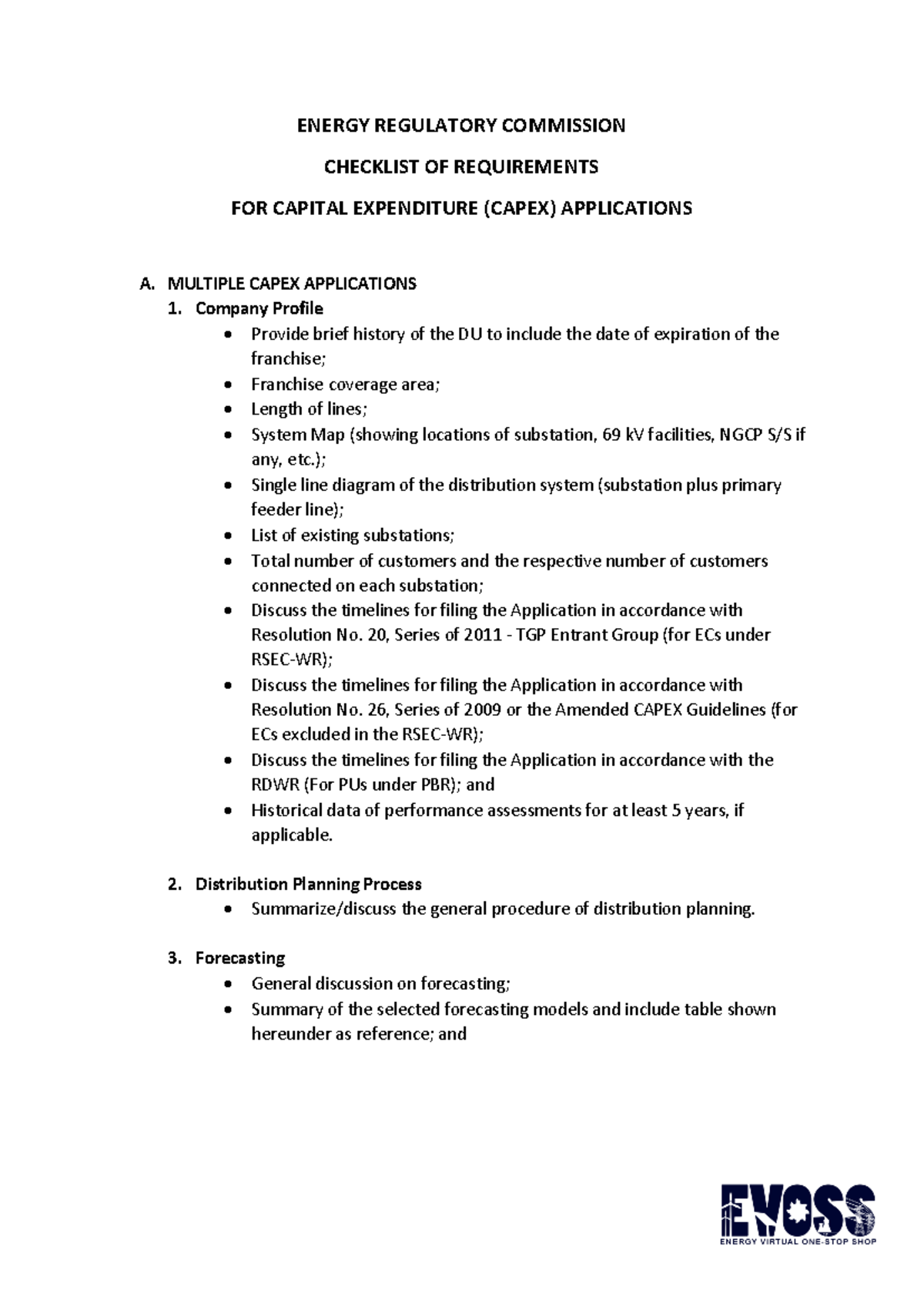 Checklist of Requirements for CAPEX Applications (ERC) - Studocu