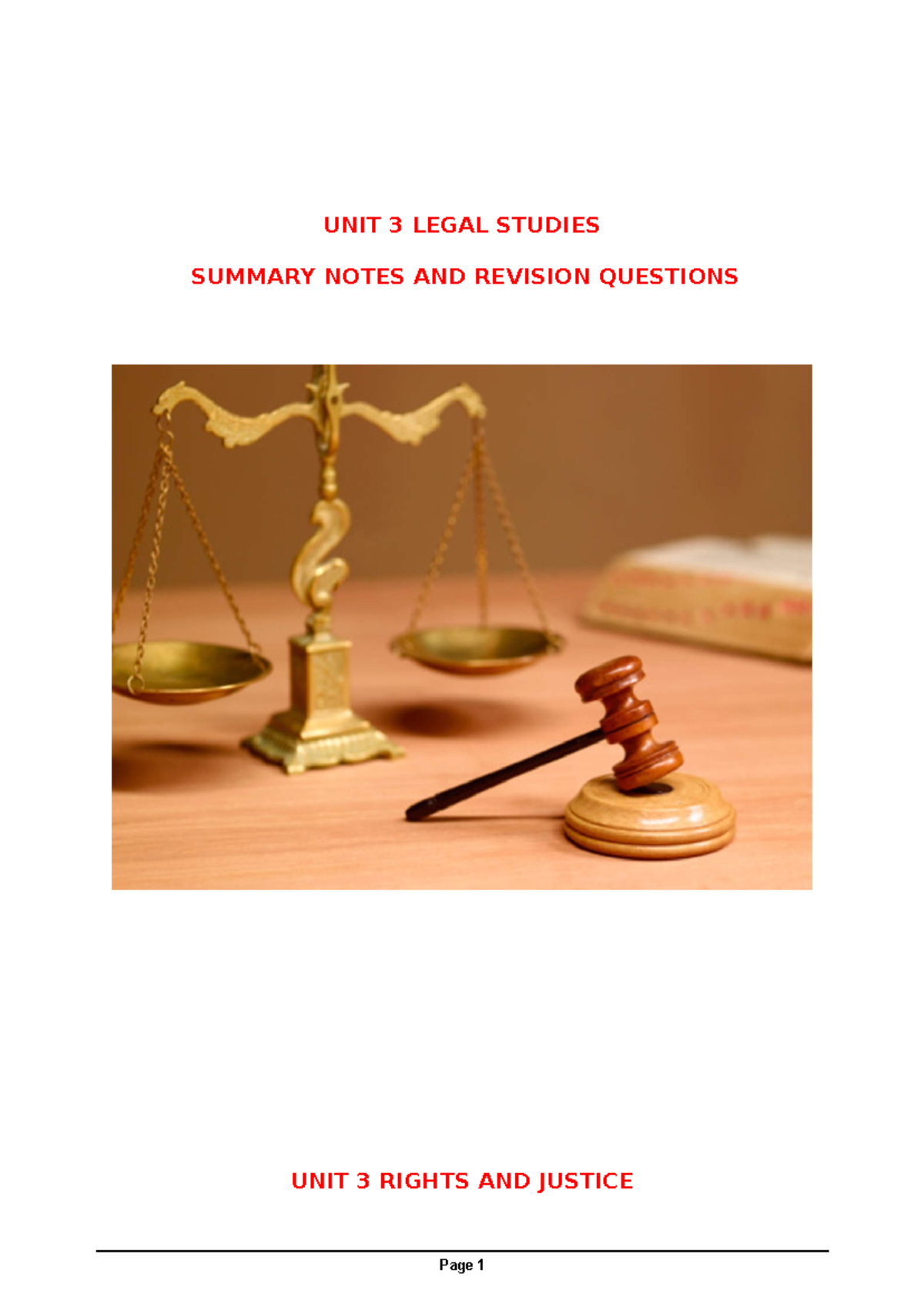 Unit 3 Legal Studies: Rights & Justice Summary Notes - Studocu