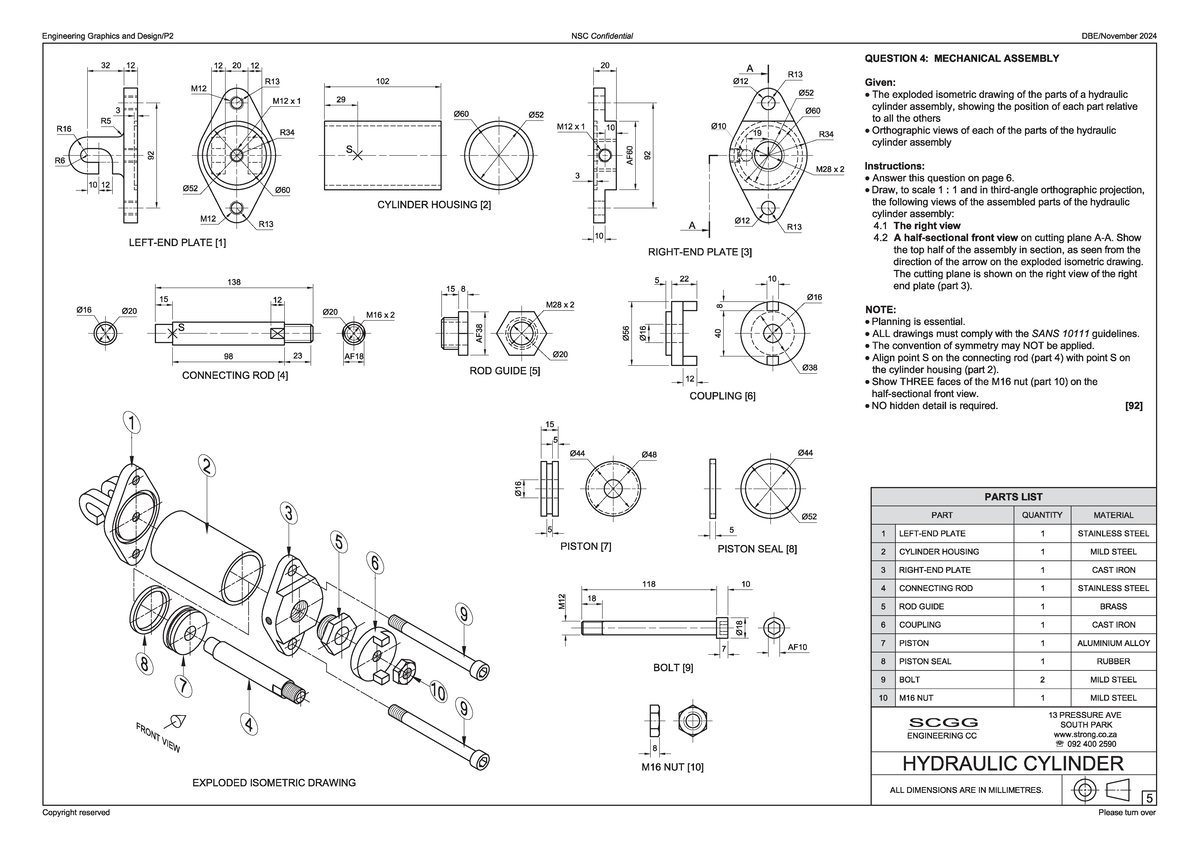 EGD P2 Q4 Nov 2024: Hydraulic Cylinder Assembly Isometric Drawing - Studocu