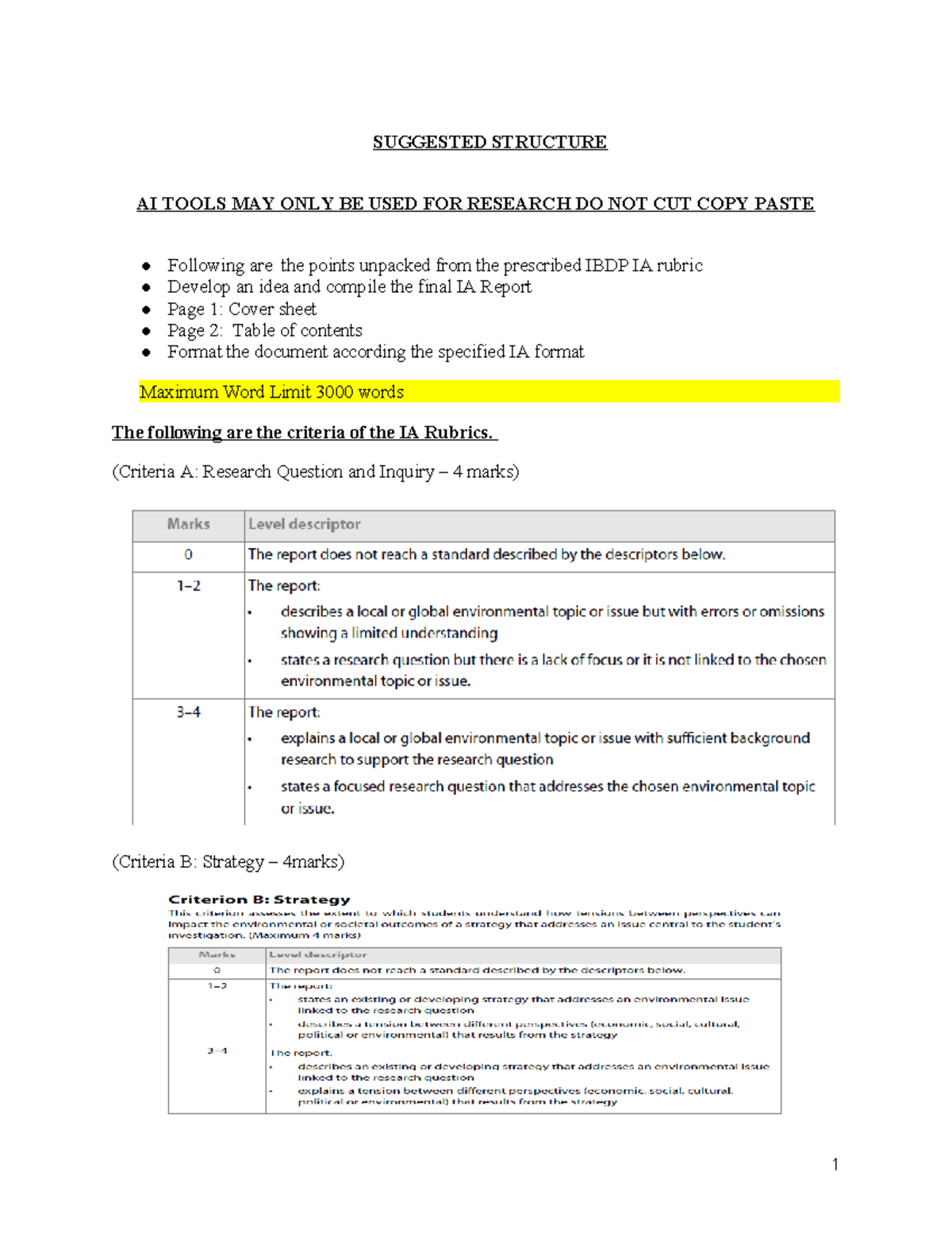 Checklist for IBDP ESS IA 2026: Structure & Requirements - Studocu