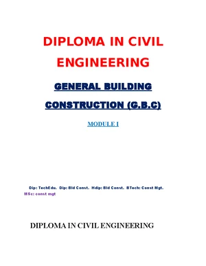 GBC Module III notes - DIPLOMA IN building technology GENERAL BUILDING ...