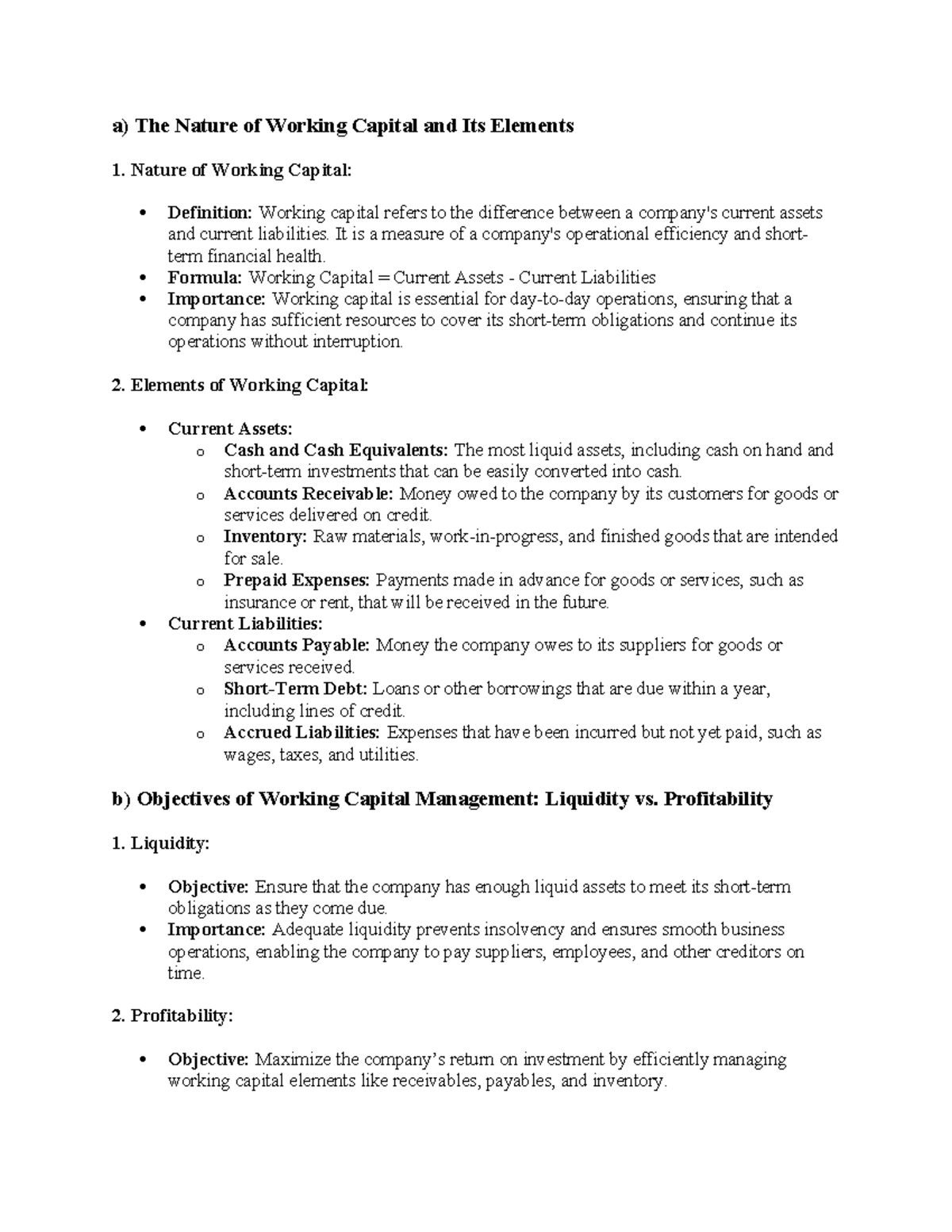 C1 - ACCA: Understanding Working Capital and Its Management Elements ...