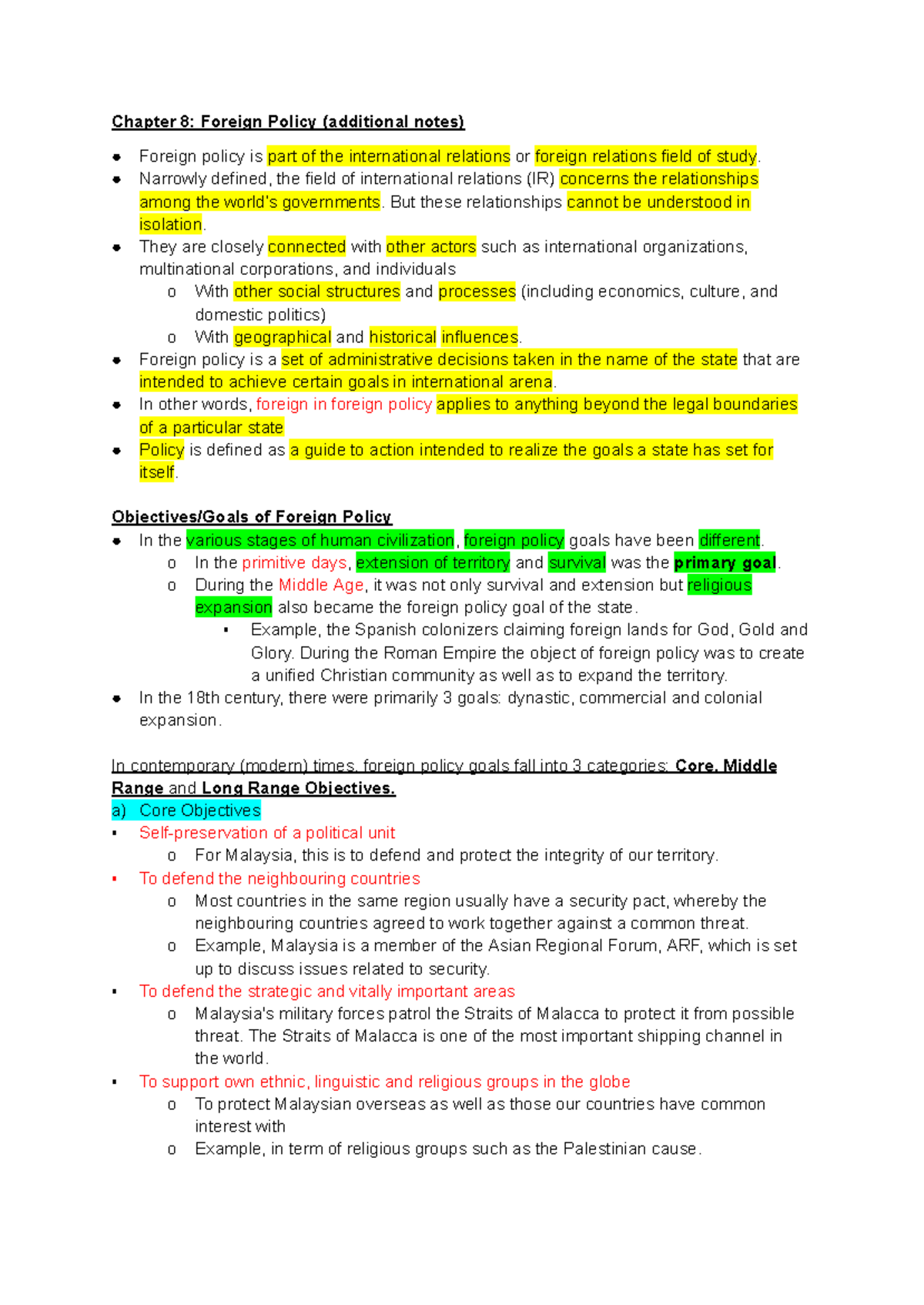 PAD240 - Chapter 8 - Overview of Foreign Policy Goals and Strategies ...