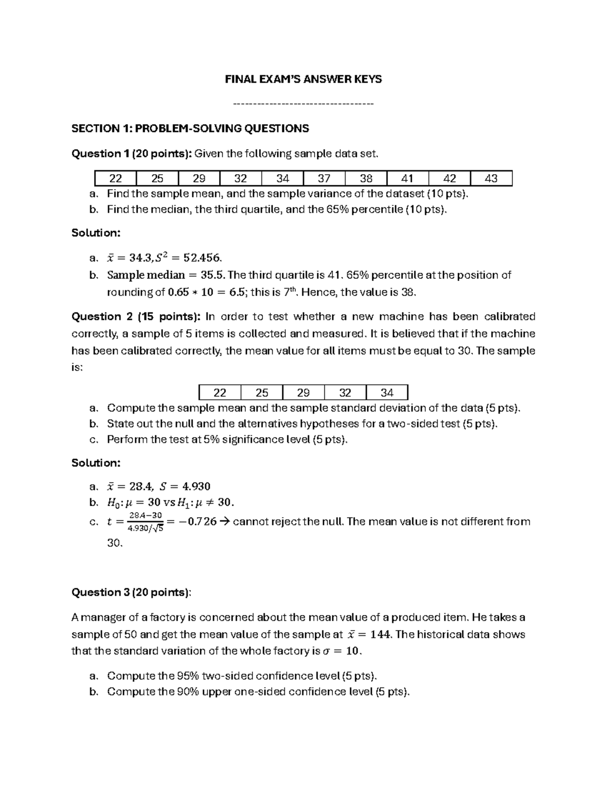 Final Exam Answer Keys - Detailed Solutions and Explanations - Studocu