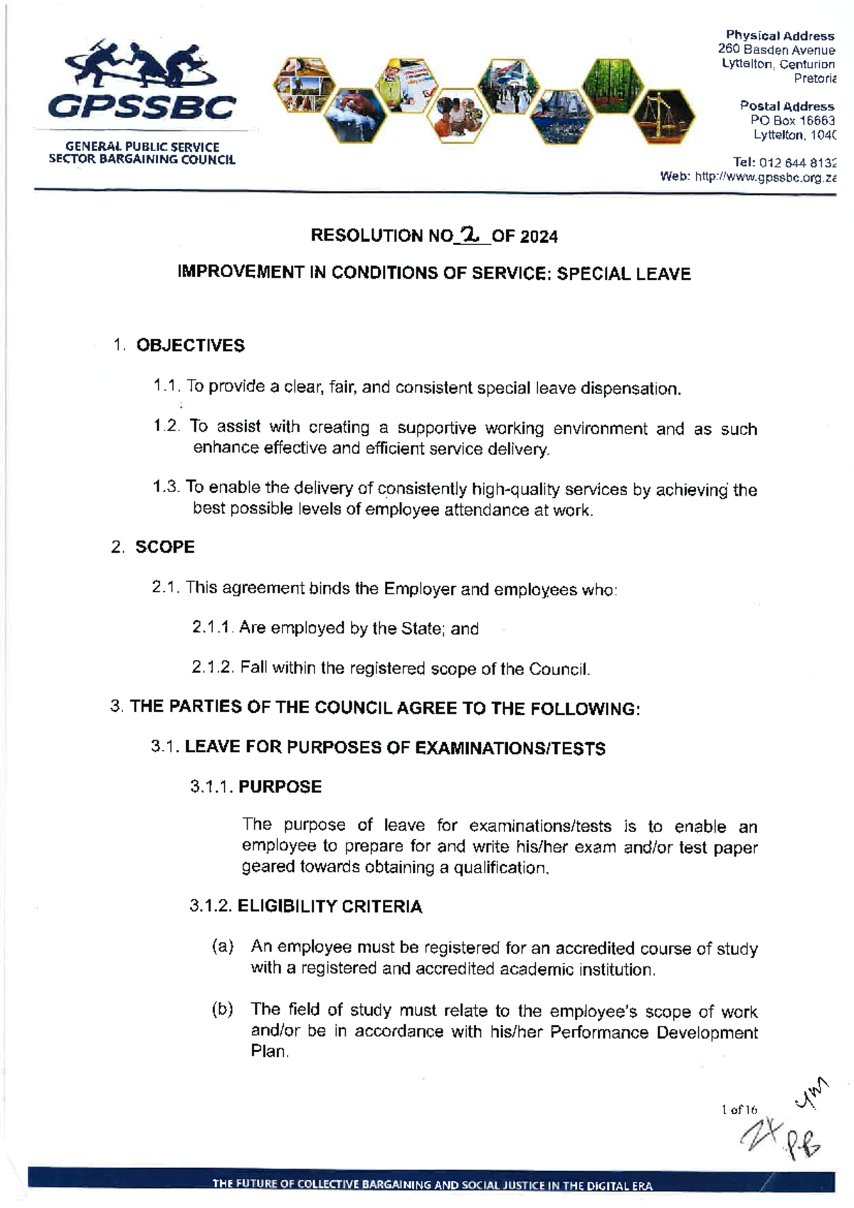 2024 Special Leave Resolution: Signed GPS-SBC 2 Document - Studocu
