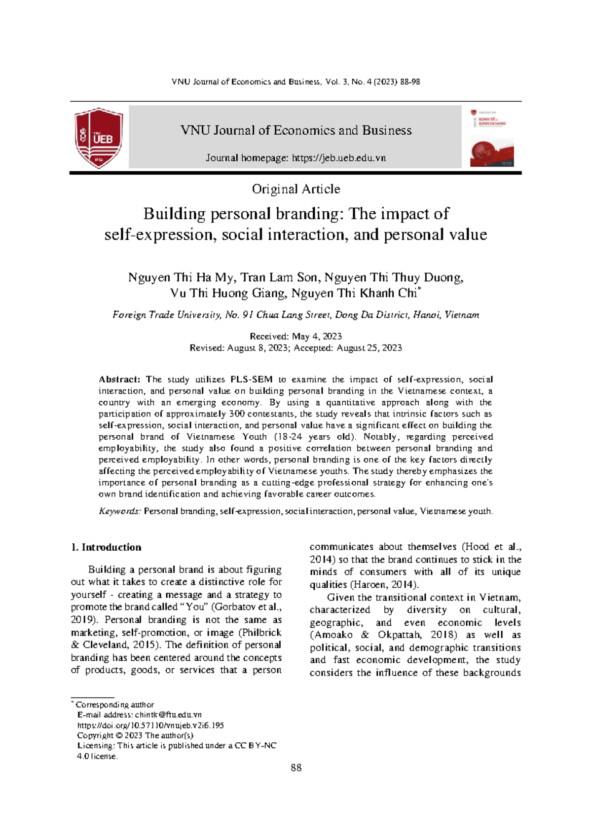 Building Personal Branding: Social Interaction & Value Impact on ...