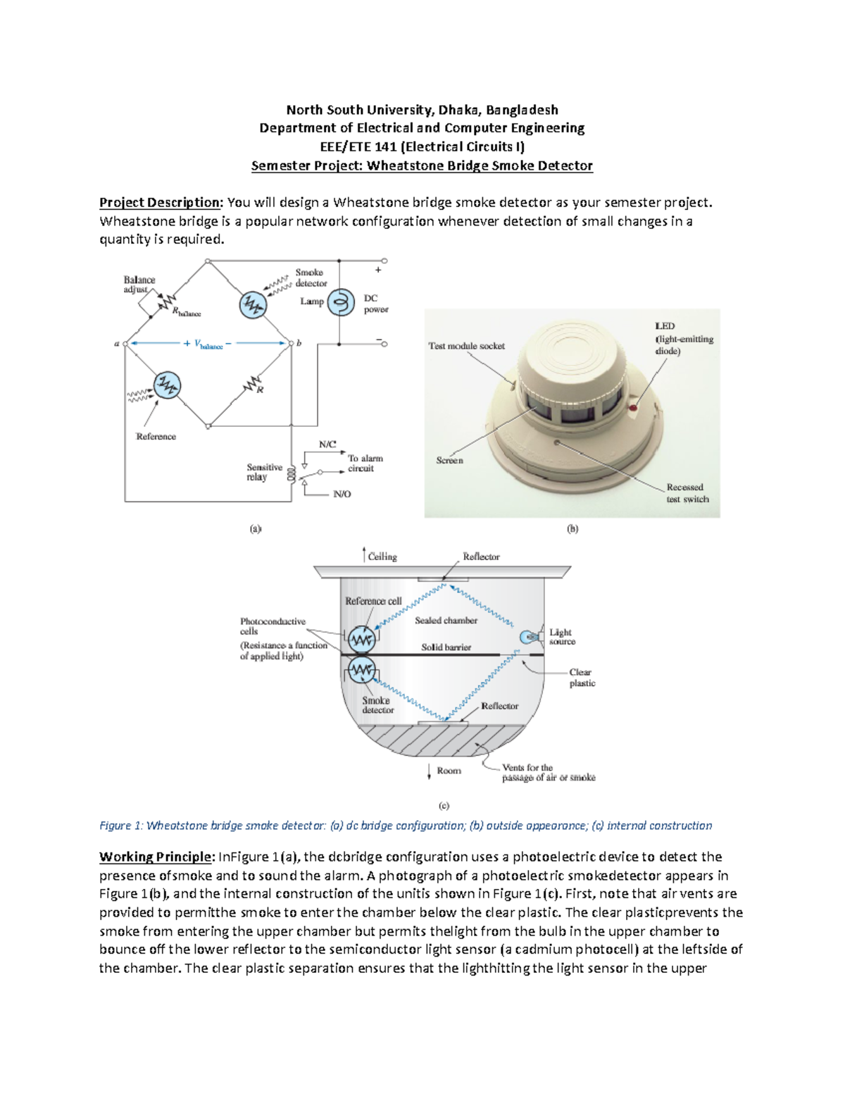 EEE/ETE 141 Semester Project: Wheatstone Bridge Smoke Detector Design ...
