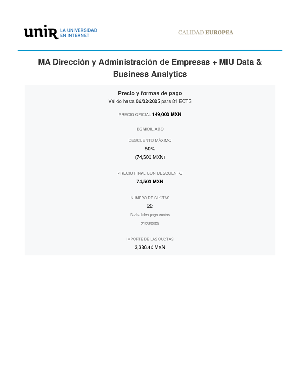 UNIR PDF precios - Unir - Desarrollo de Habilidades Directivas - MA ...