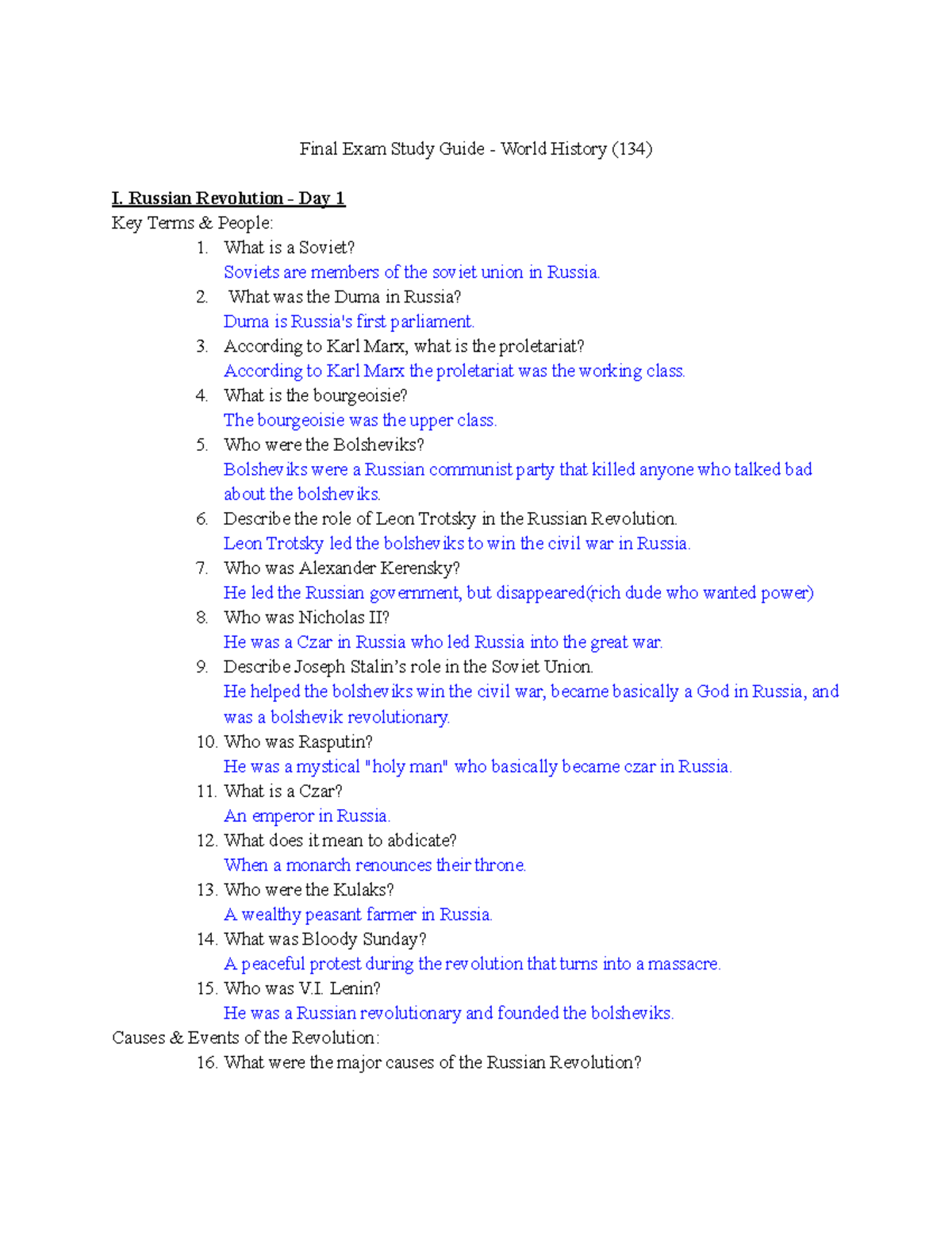 Final Exam Study Guide: Key Concepts in World History (134) - Studocu