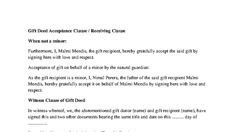 Gift Deed & Letters of Administration: Drafting Notes (Law) - Studocu