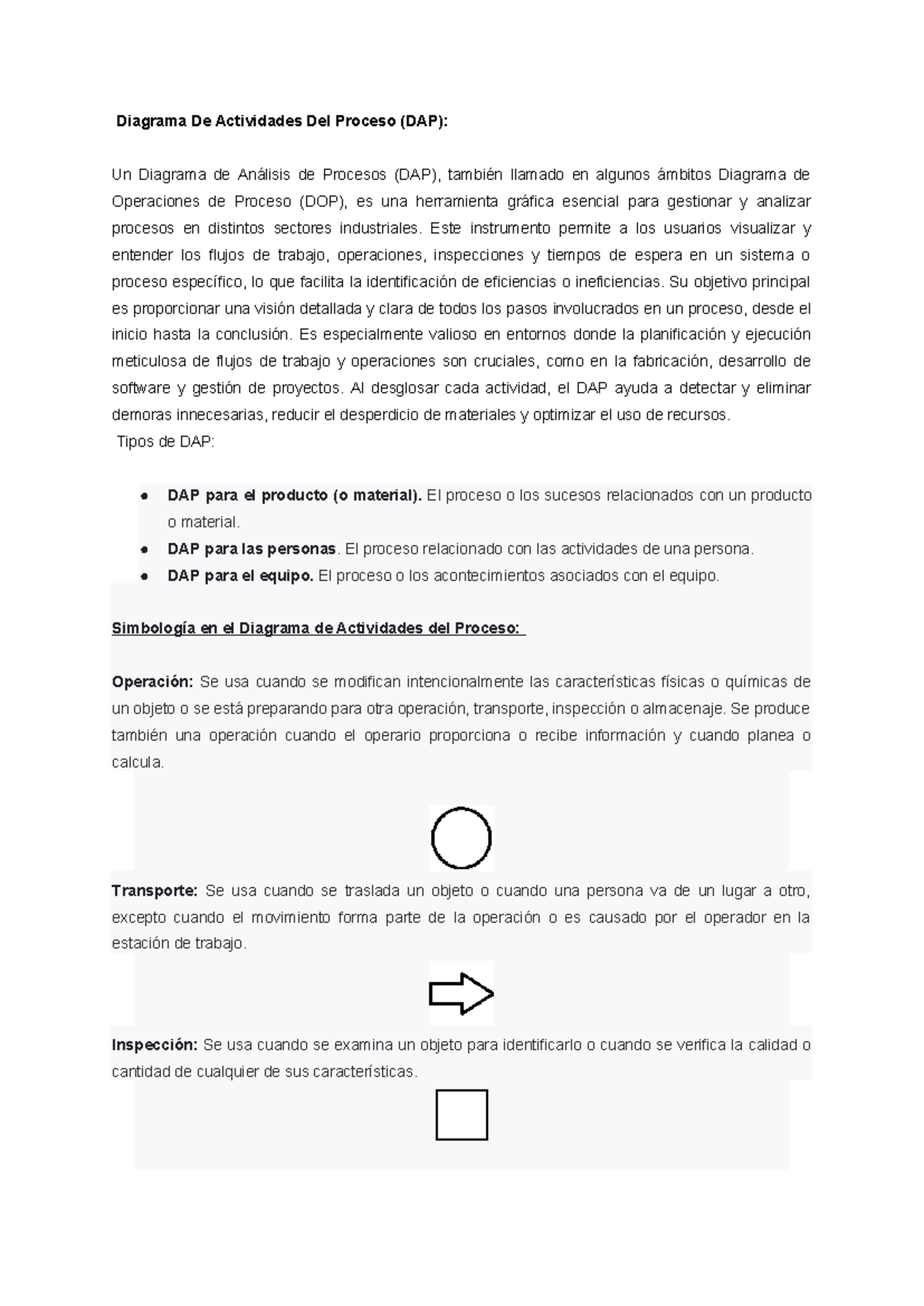 Diagrama de Actividades del Proceso (DAP): Análisis y Tipos - Studocu