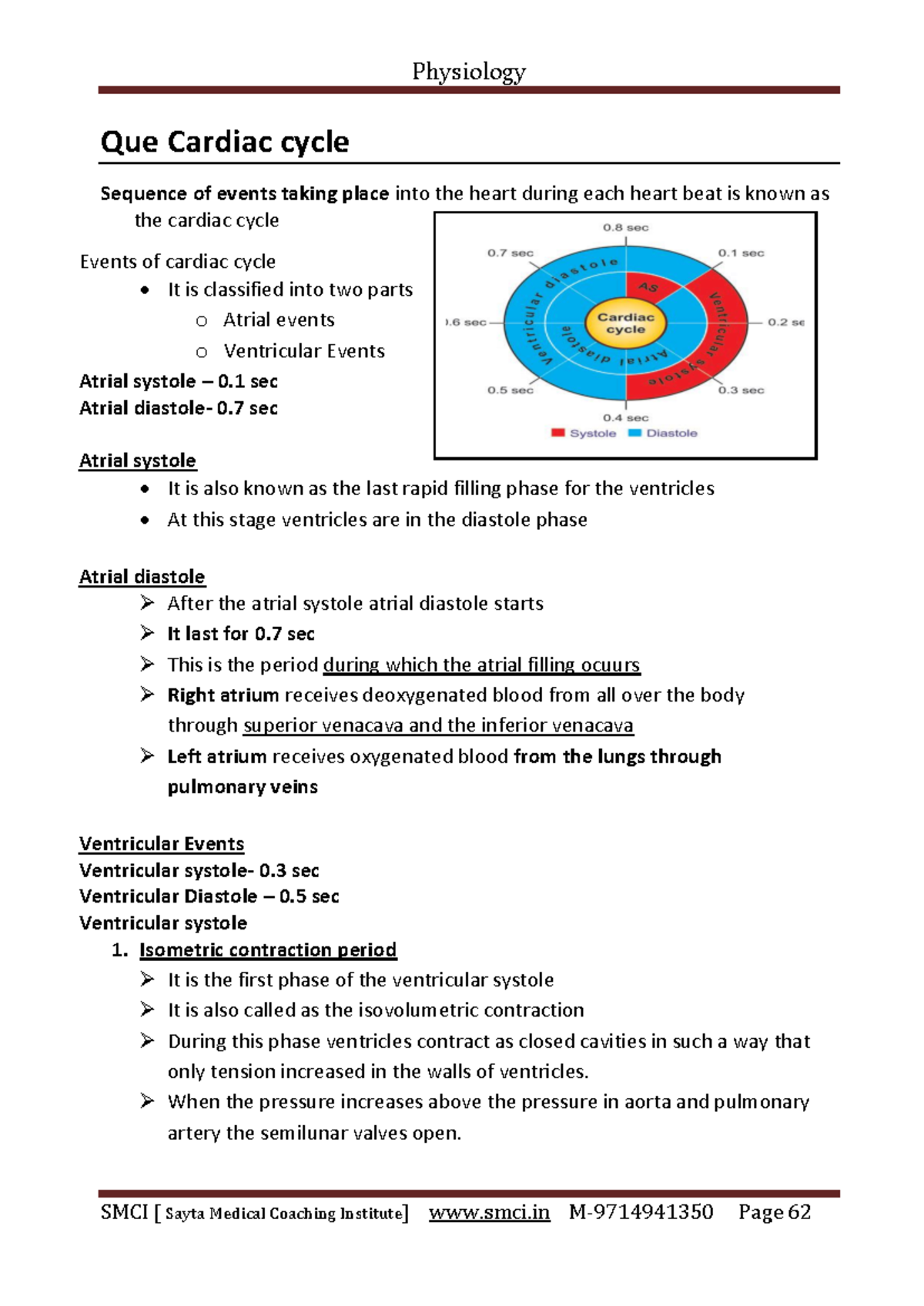 Physiology Notes: Cardiac Cycle & ECG (1st Year MBBS) - Studocu