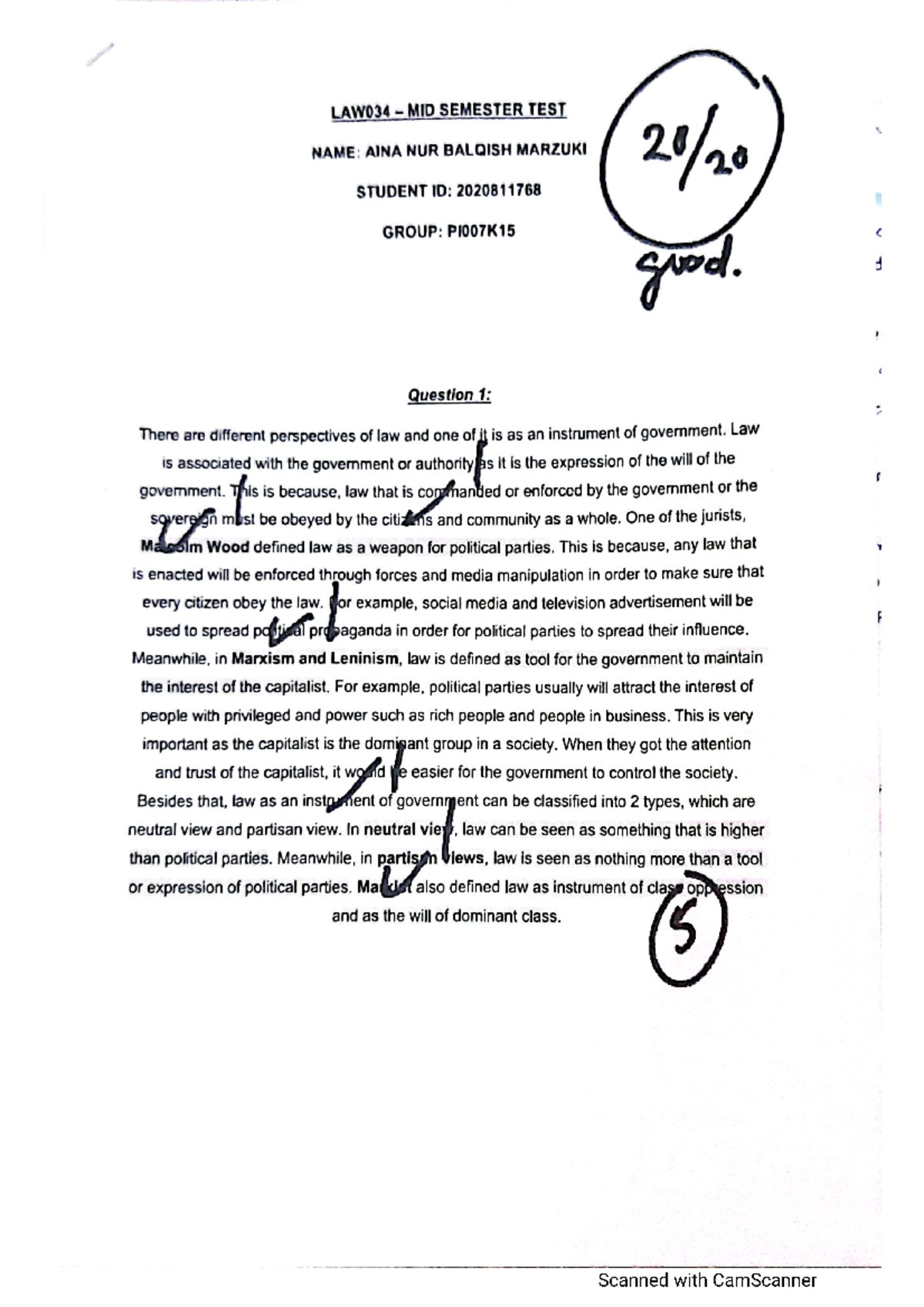 Sample answer 034 - Introduction to Legal Theories - Studocu