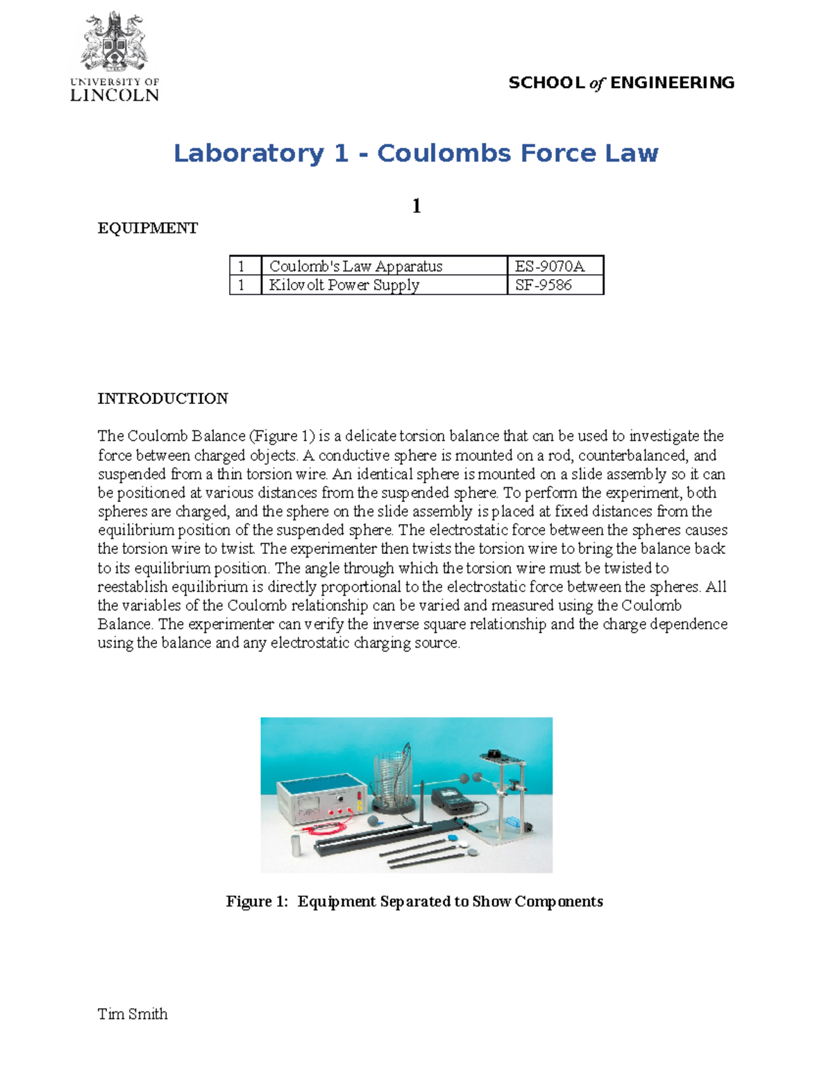 Laboratory 1: Exploring Coulomb's Law - Force and Charge Analysis - Studocu