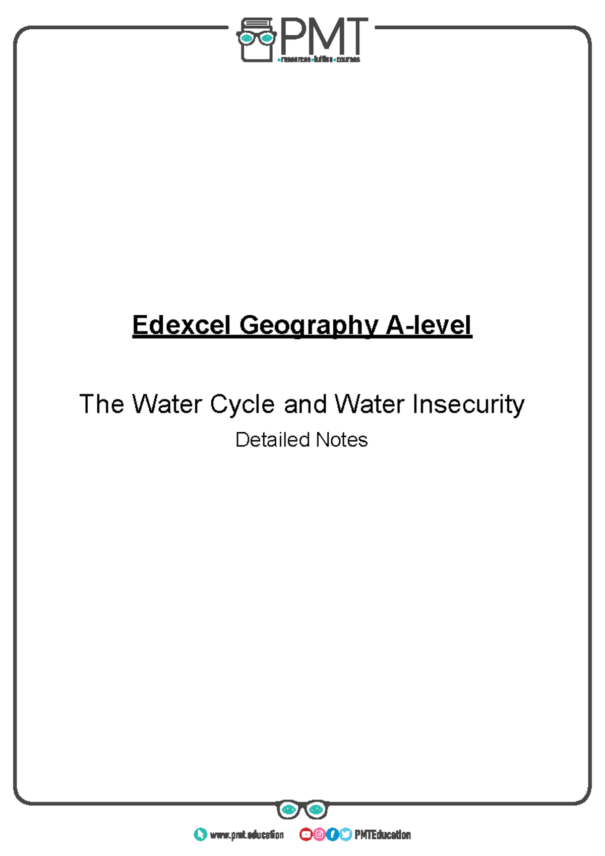 Detailed Notes on The Water Cycle & Water Insecurity - Edexcel ...
