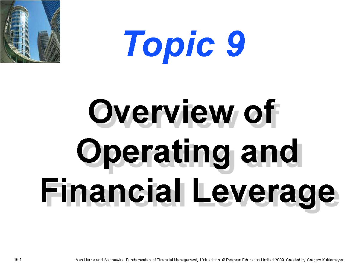 Topic 9: Overview of Operating & Financial Leverage - Final Exam Notes ...