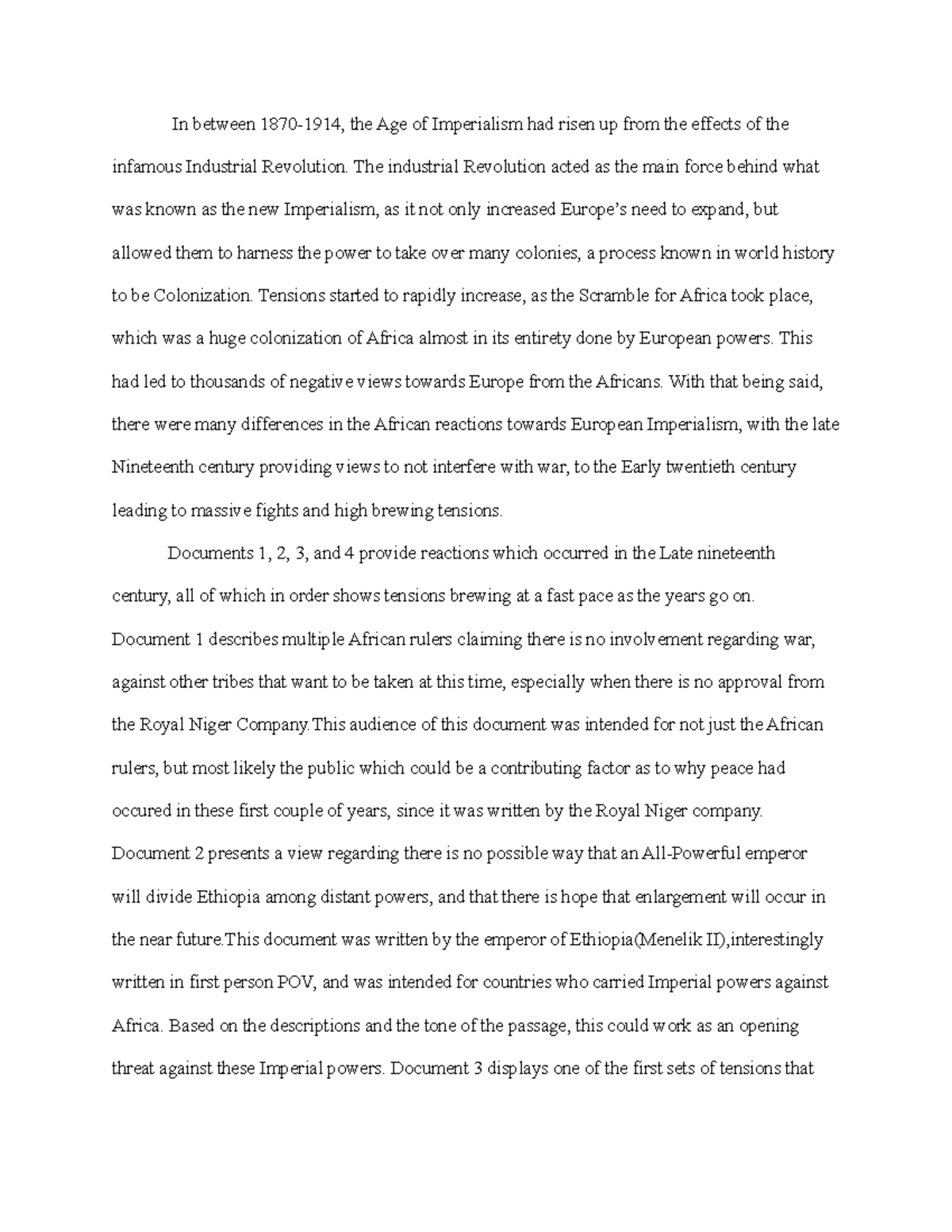AP World History DBQ: Imperialism Reactions (1870-1914) - Studocu