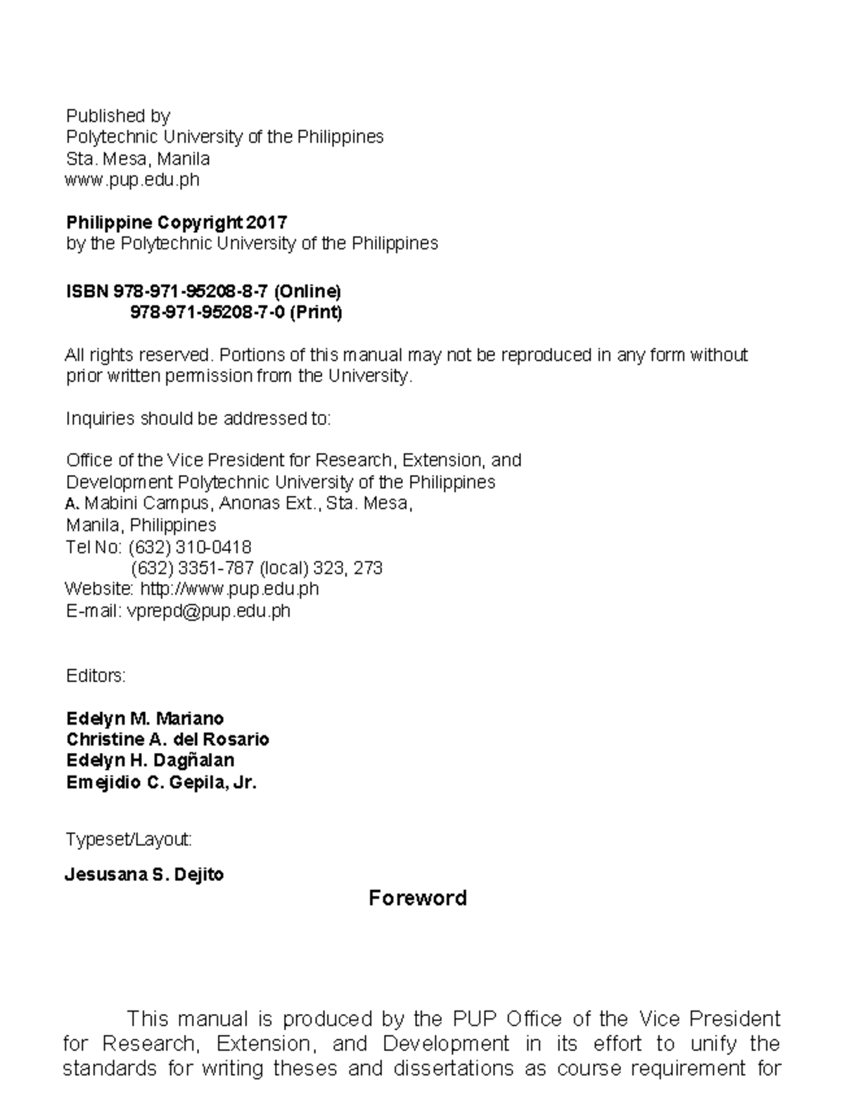 PUP Policy Manual for Thesis & Dissertation Writing Guidelines - Studocu