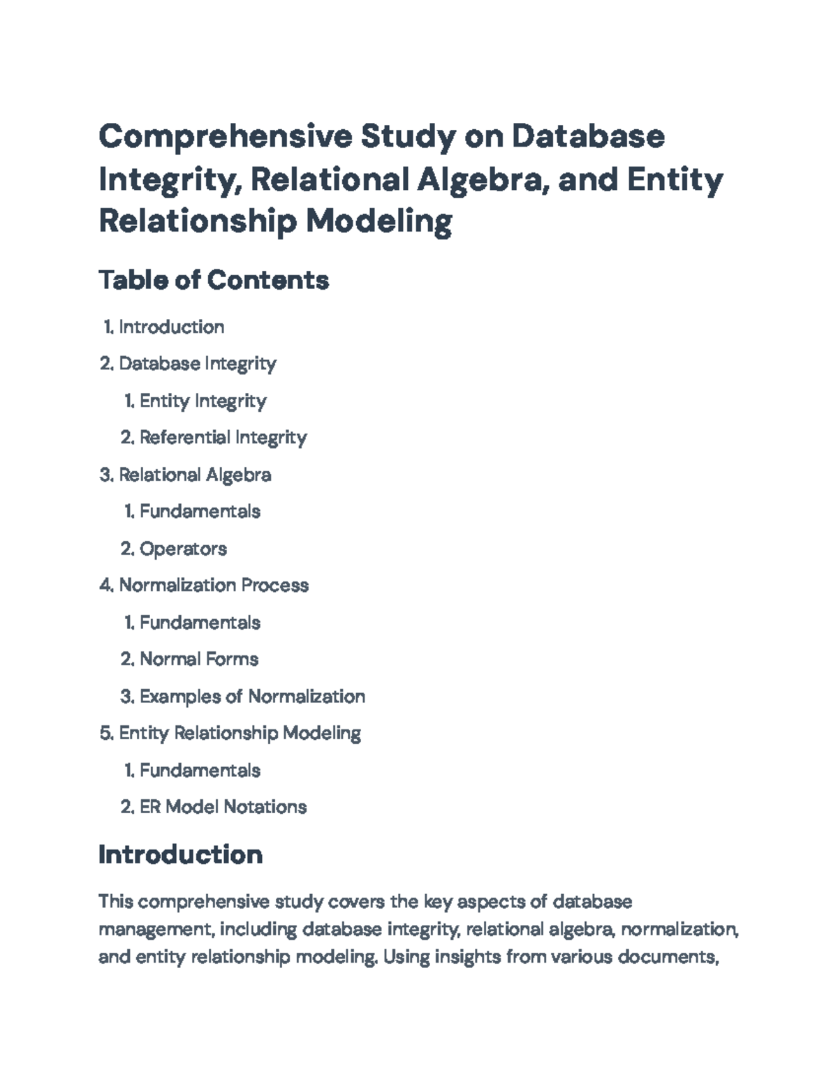 Comprehensive Study on Database Integrity and Relational Algebra ...