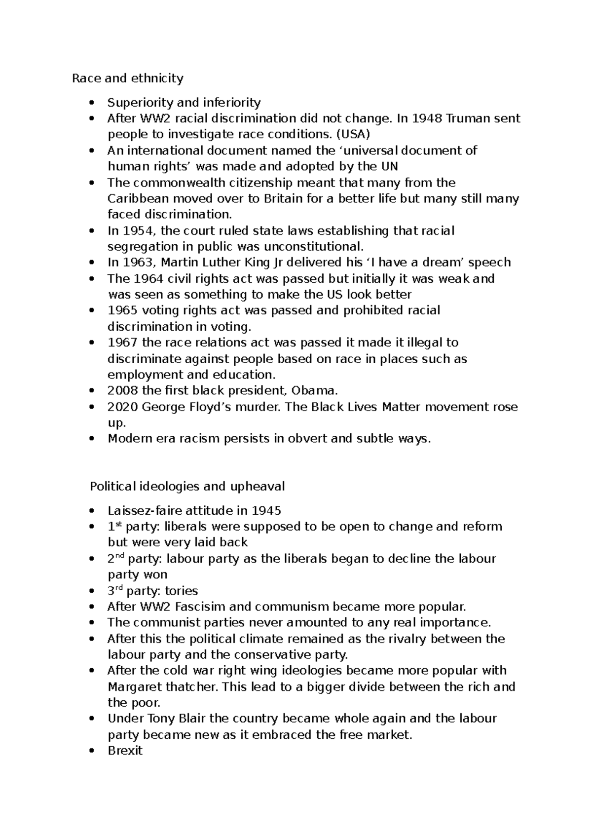 Unseen Prose Context: Race & Ethnicity Post-WW2 Analysis - Studocu