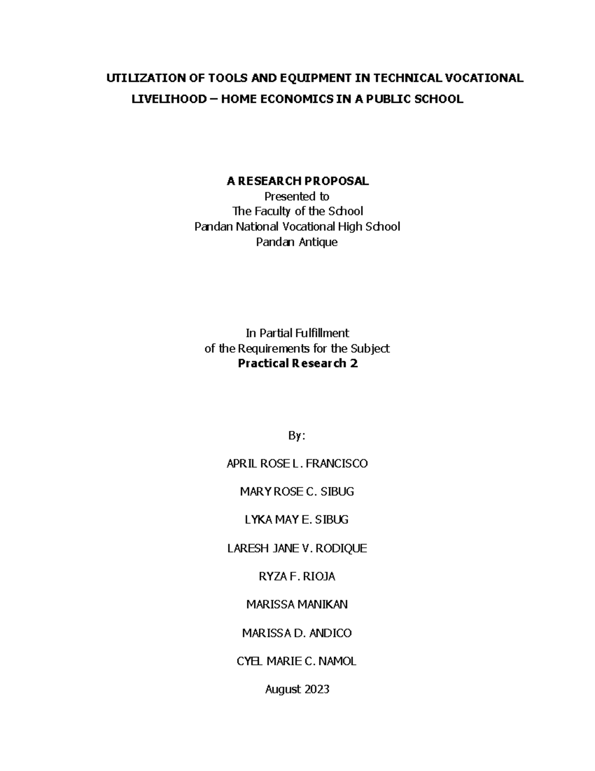 Utilization of Tools & Equipment in TVL-Cookery: Chapter 1 Exploration ...