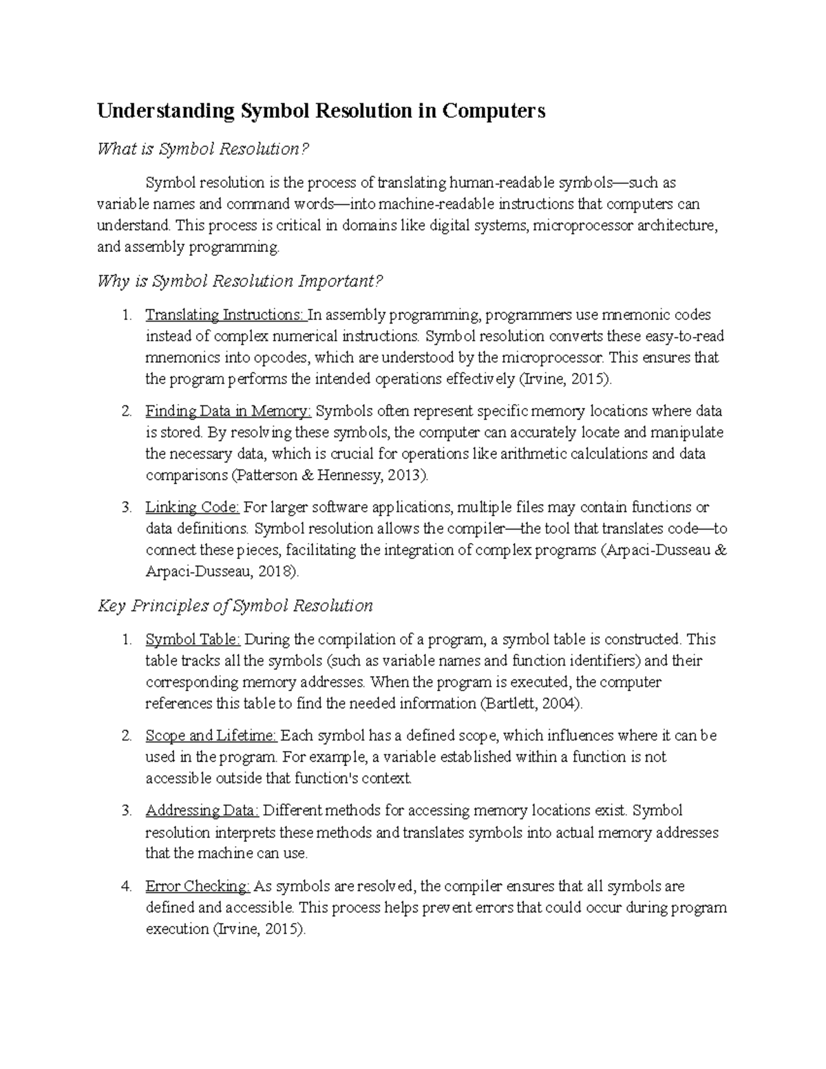 Final Exam: Understanding Symbol Resolution in Computers (1105) - Studocu