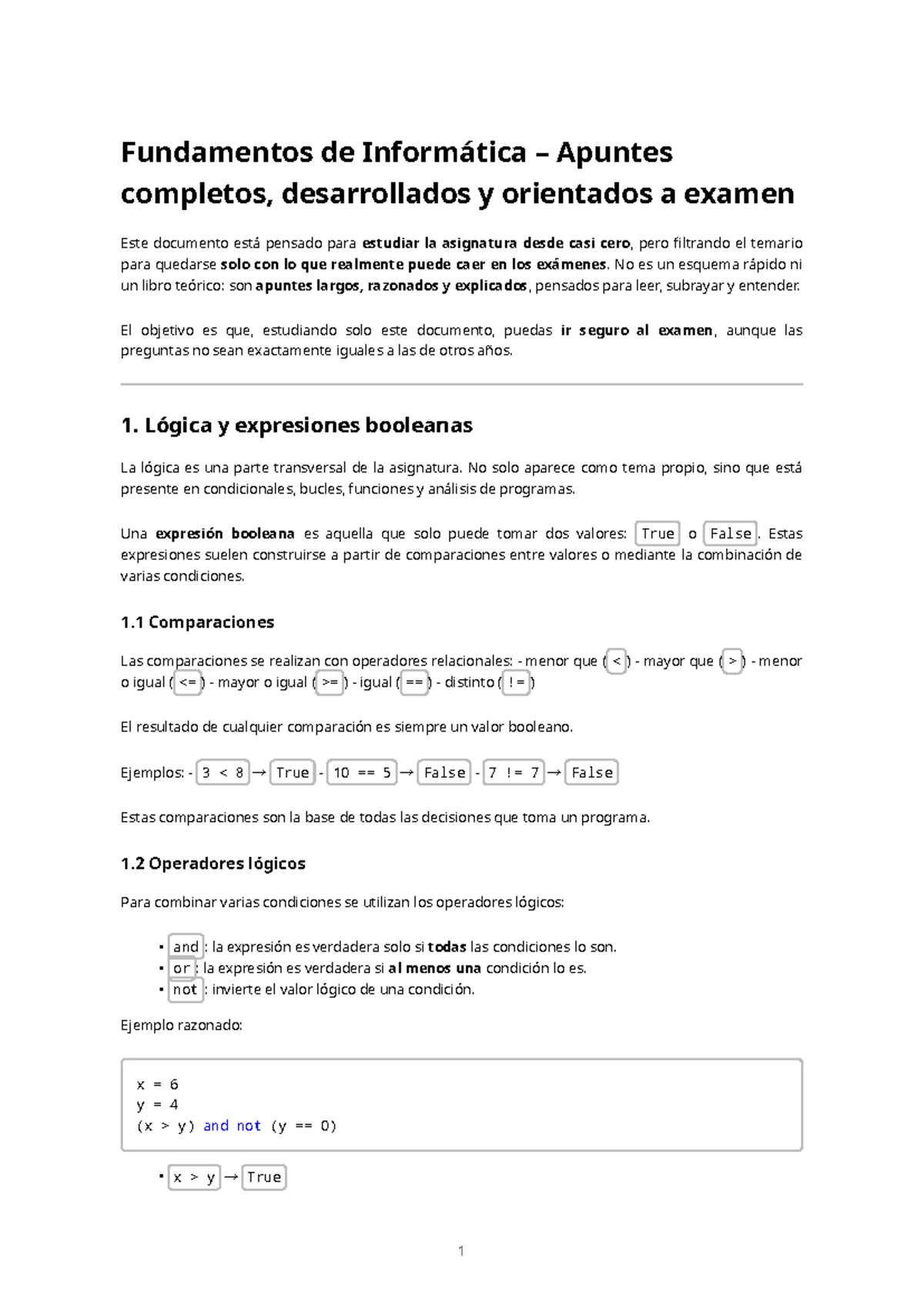 Resumen de Fundamentos de Informática B1: Apuntes para Examen - Studocu