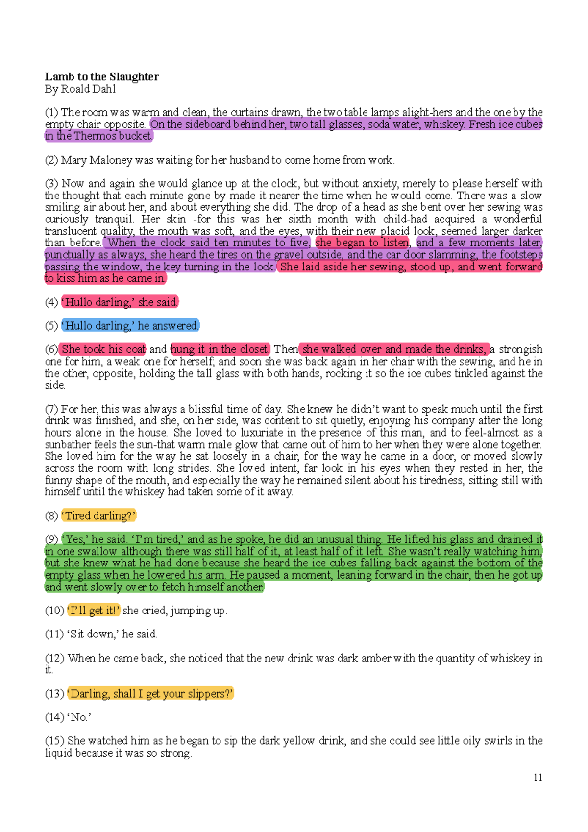 Day 4: Lamb to the Slaughter - Roald Dahl Analysis and Summary - Studocu