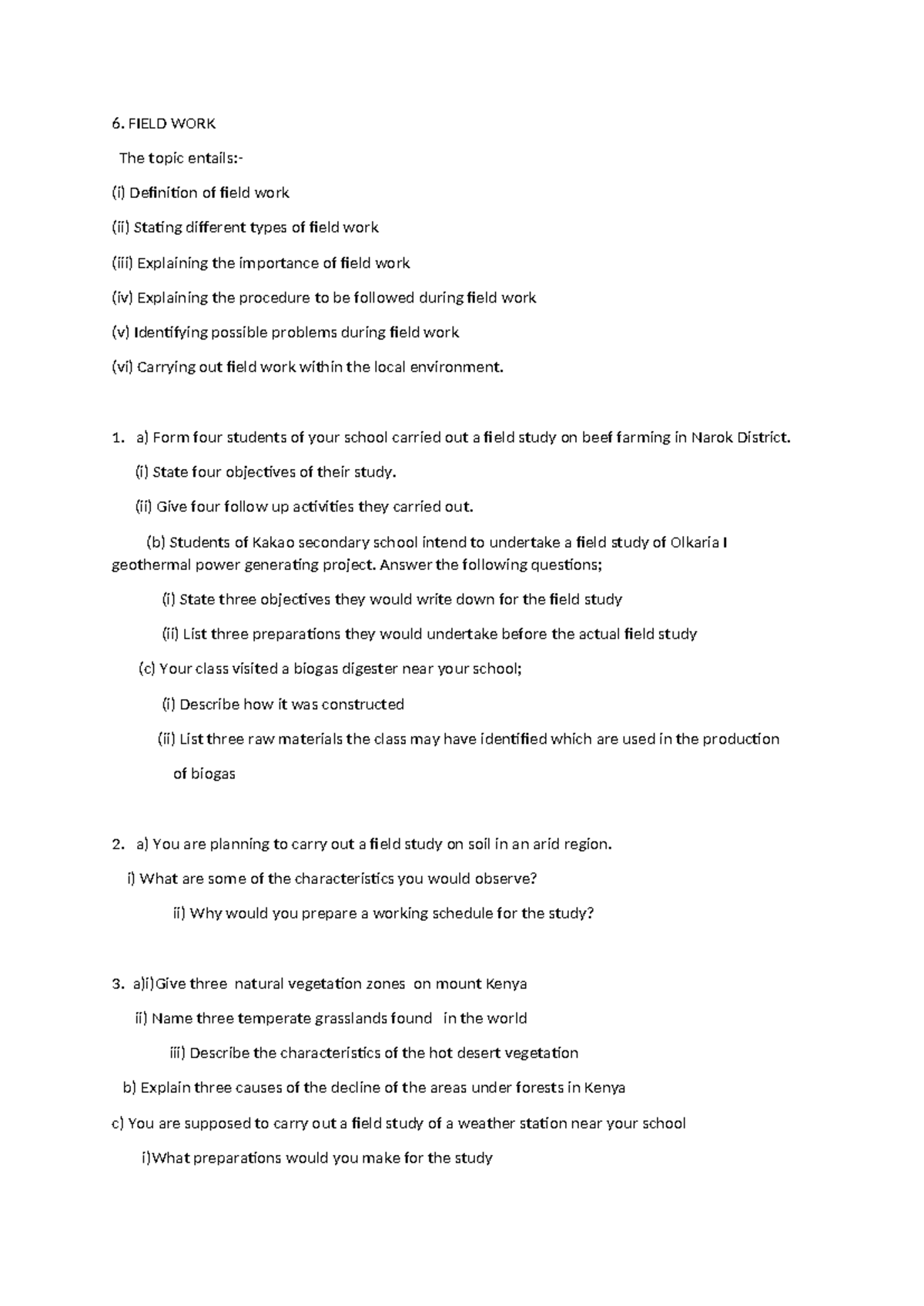 Fieldwork Study Guide: Key Concepts and Procedures for GEO 101 - Studocu