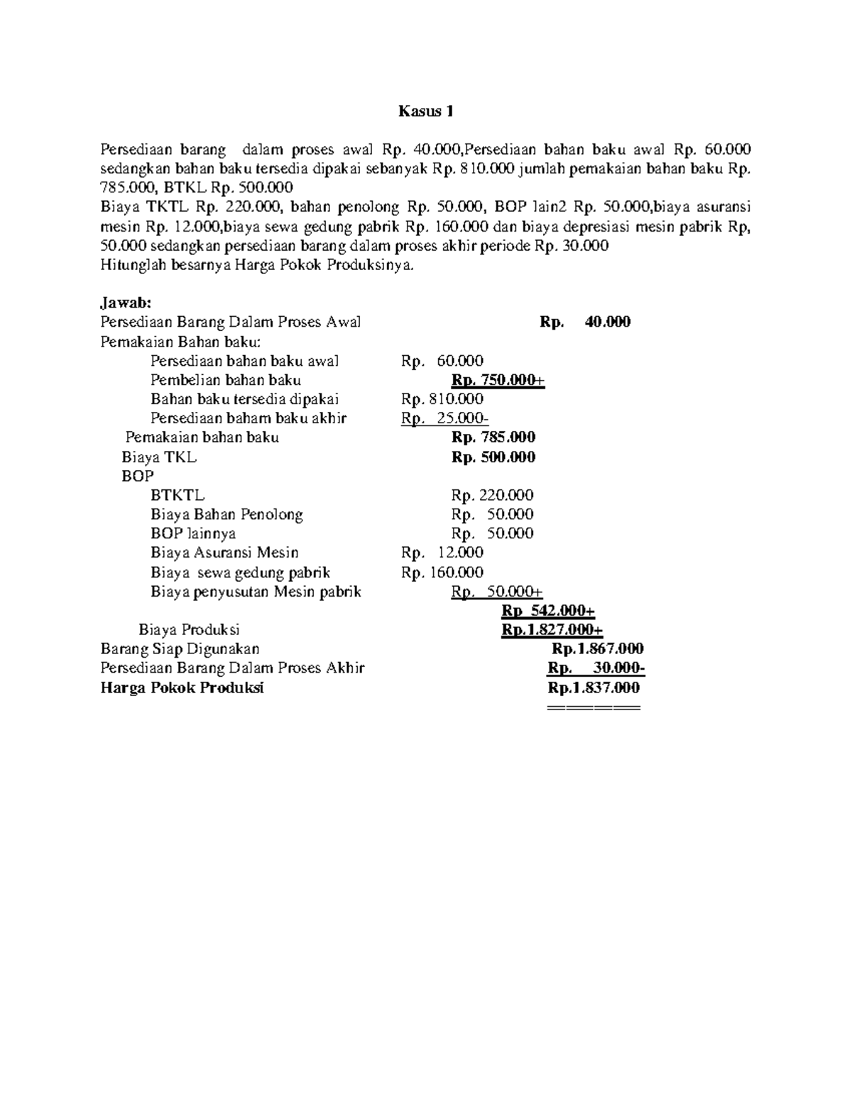 Contoh Soal dan Penyelesaian Akuntansi Perusahaan Manufaktur (AKT 101 ...