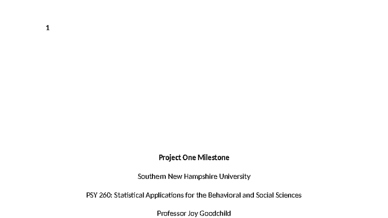 PSY 260 Project One Milestone: Scales of Measurement & Statistics - Studocu