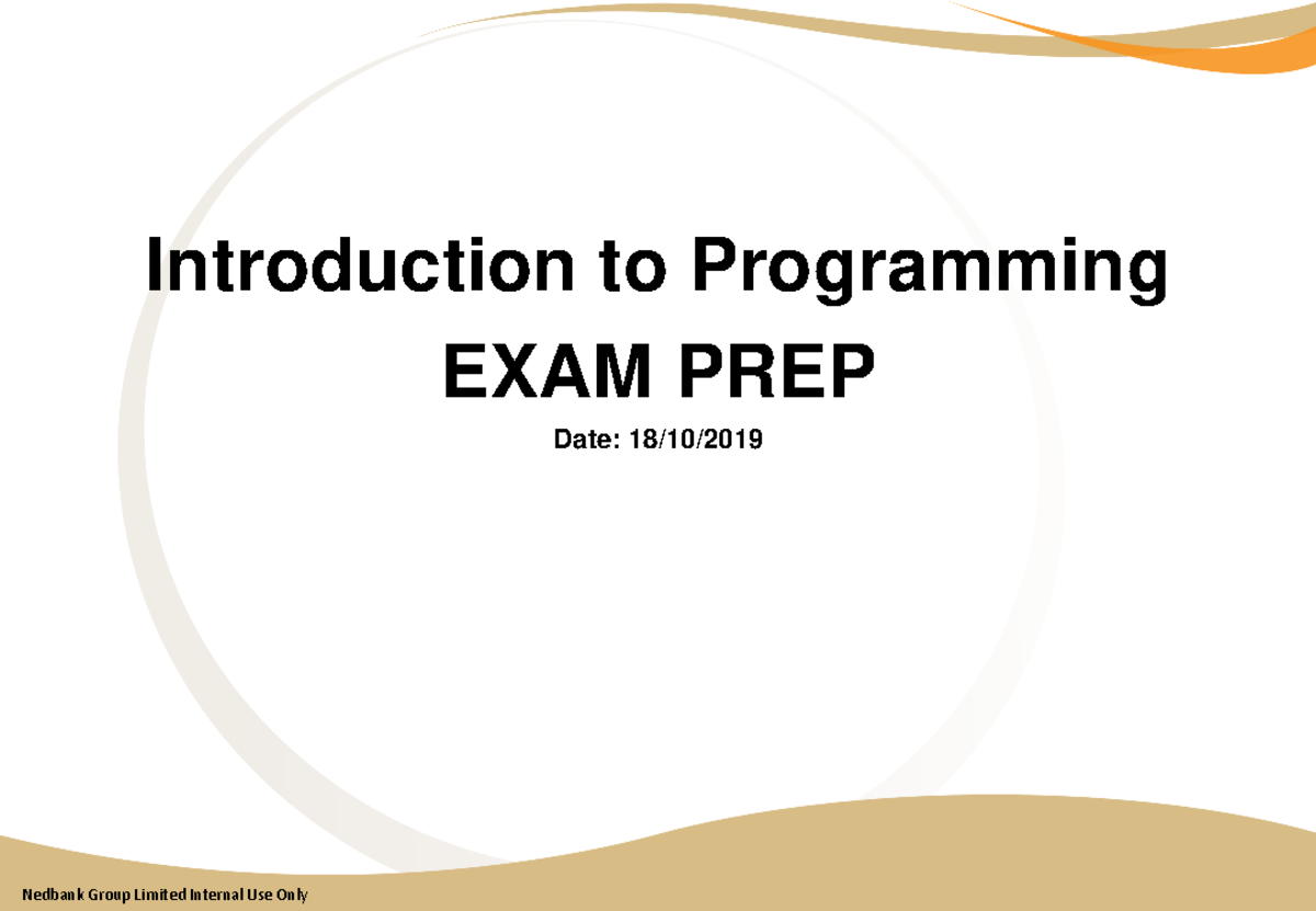 ICT1511 Exam prep1 - practice - Introduction to Programming EXAM PREP ...