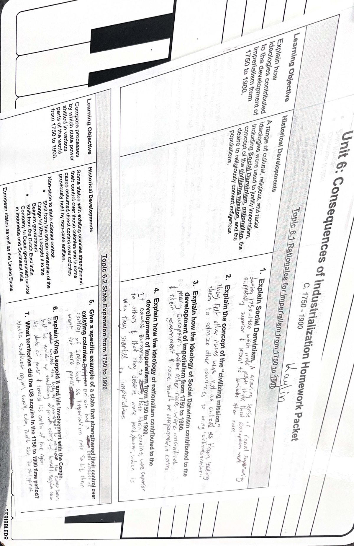 Custokes Unit 6: Industrialization & Imperialism Homework Packet - Studocu